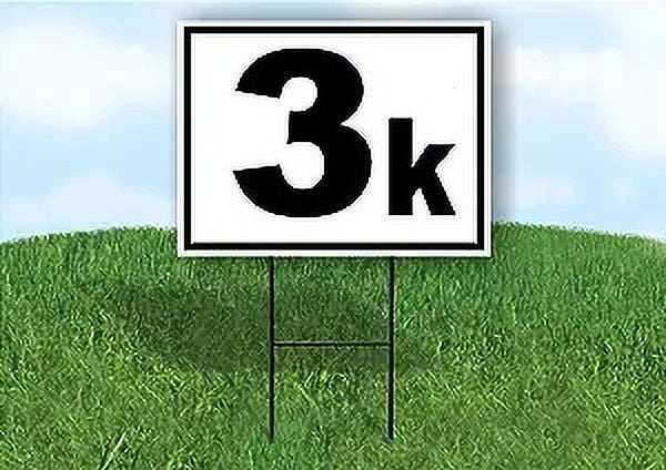 Double Sided Sign Kilometer 3 K Distance Marker Running Race Black ...