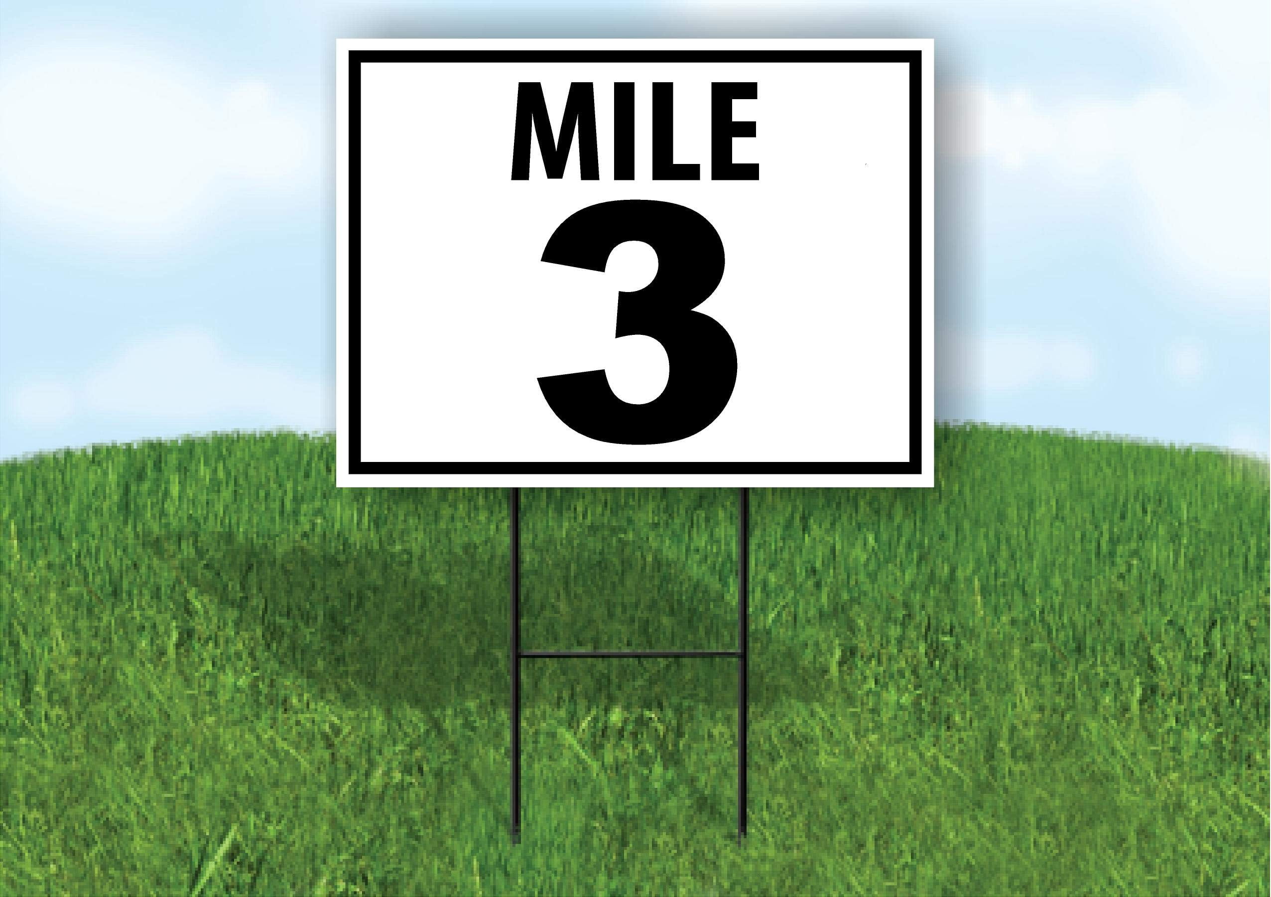 Double Sided Sign Mile 3 Distance Marker Running Race Black White Yard ...
