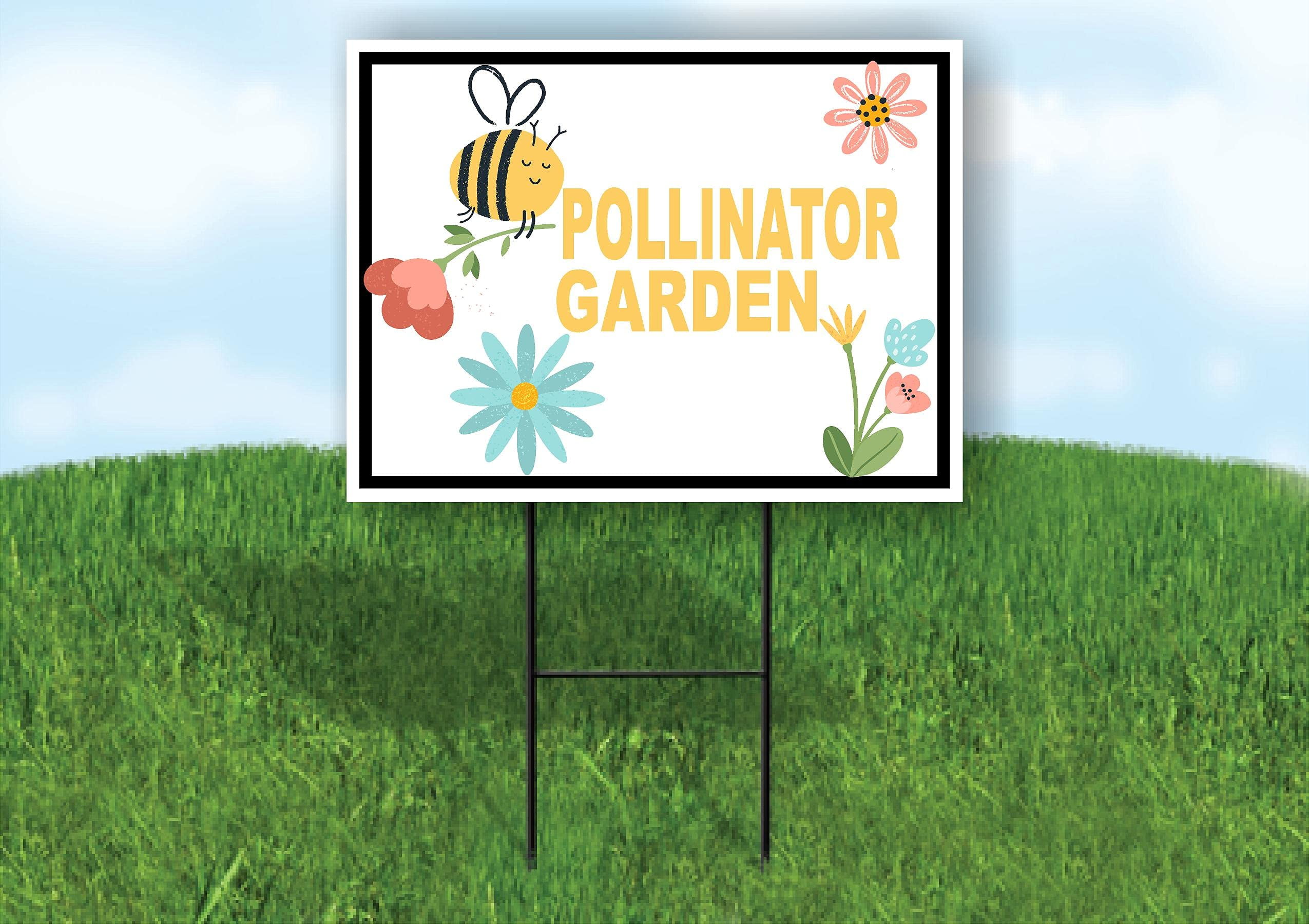 Double Sided Sign POLLINATOR GARDEN BEE Yard Sign ROAD SIGN with Stand ...