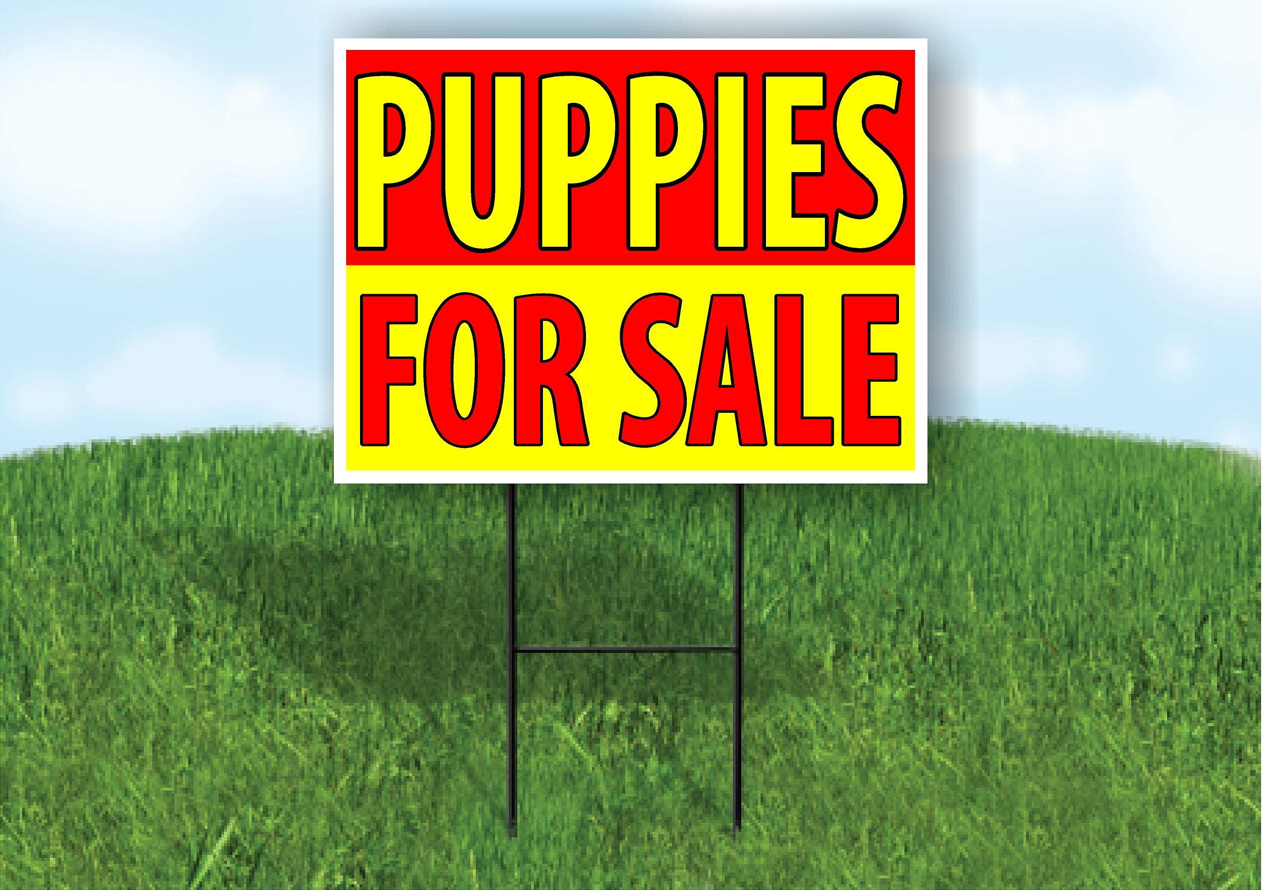 Double Sided Sign PUPPIES FOR SALE RED YELLOW Yard Sign ROAD SIGN with ...
