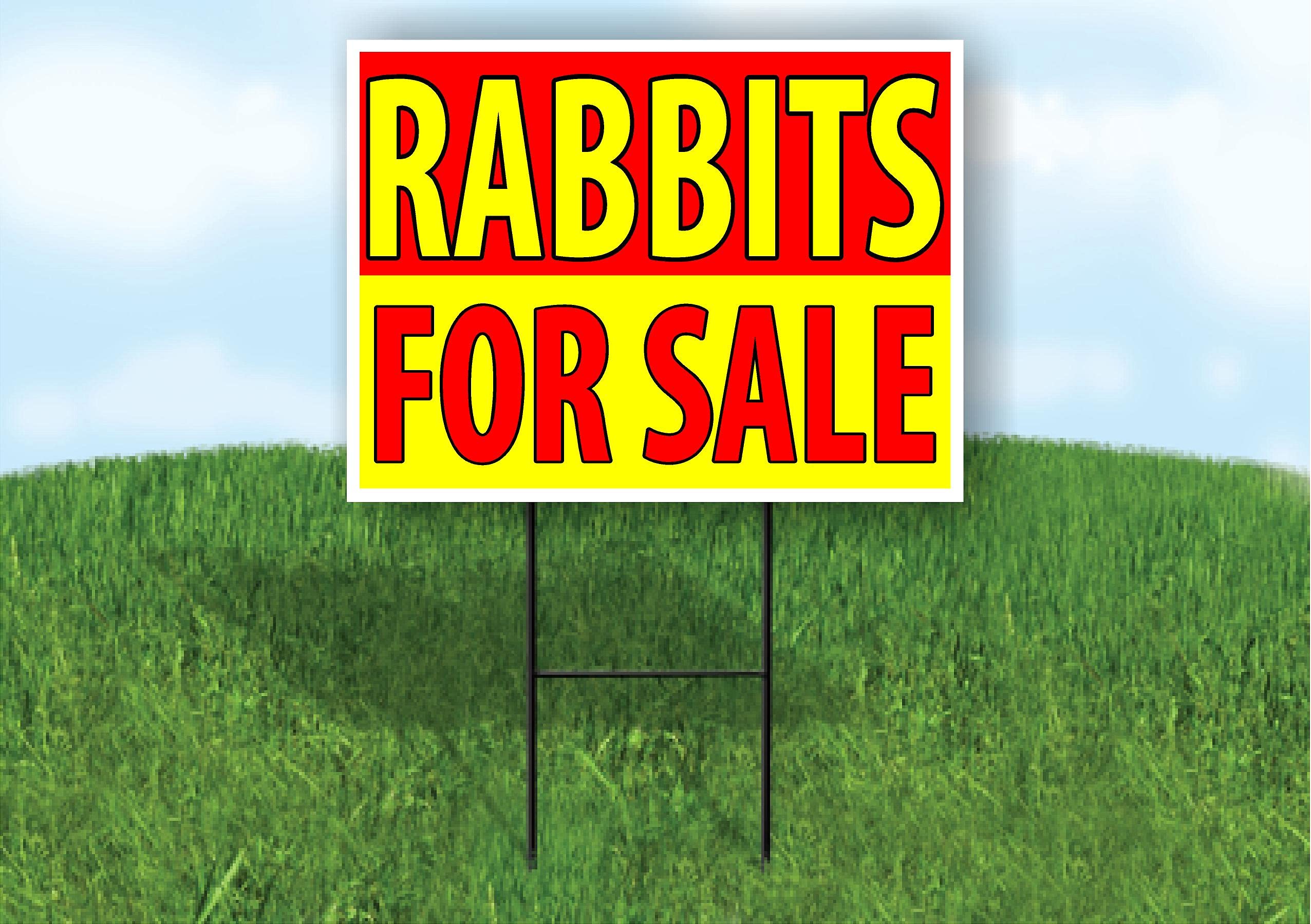 Double Sided Sign RABBITS FOR SALE RED YELLOW Yard Sign ROAD SIGN with ...