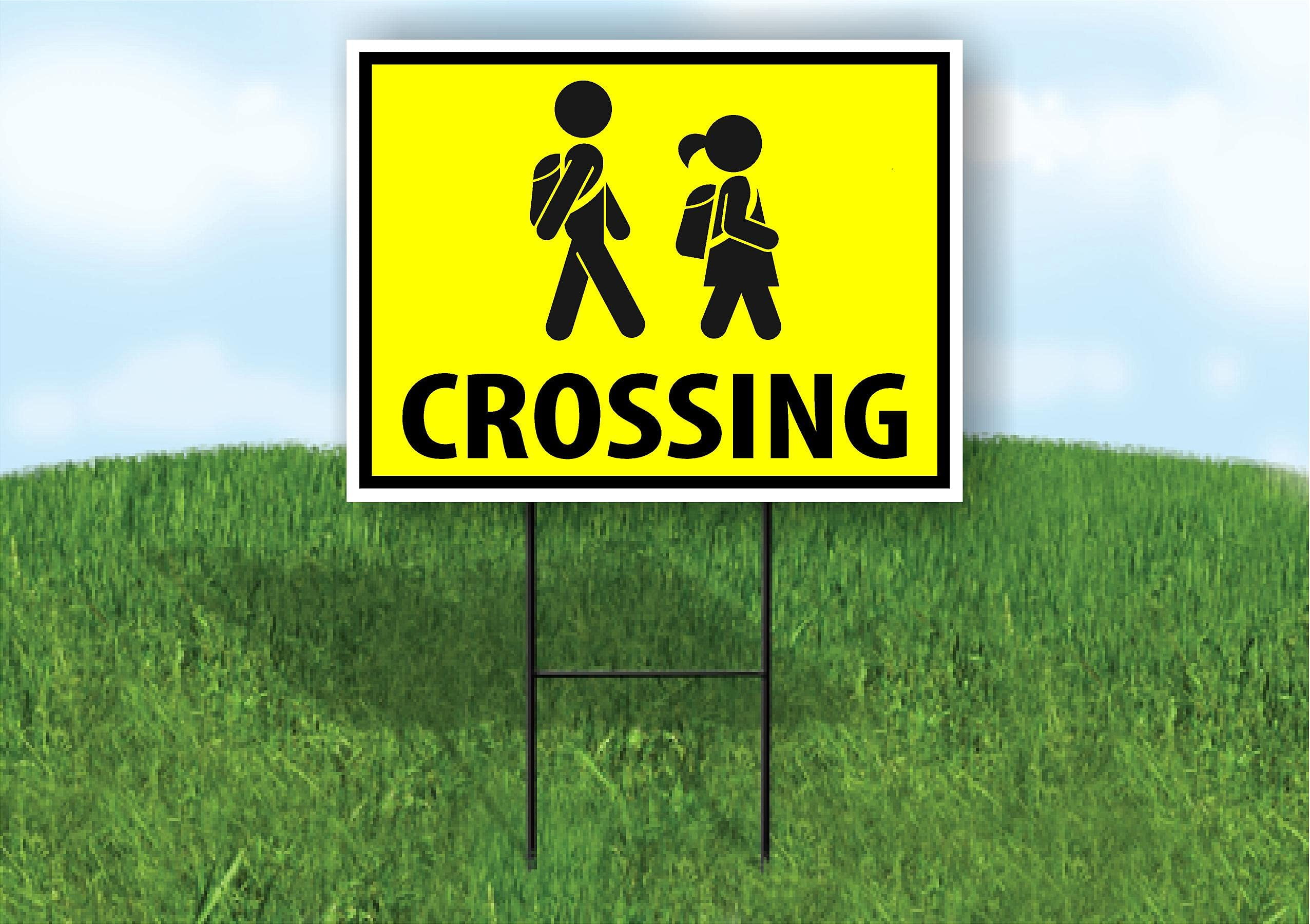 Double Sided Sign SCHOOL KIDS CHILDREN PEDESTRIAN CROSSING XING YELLOW ...