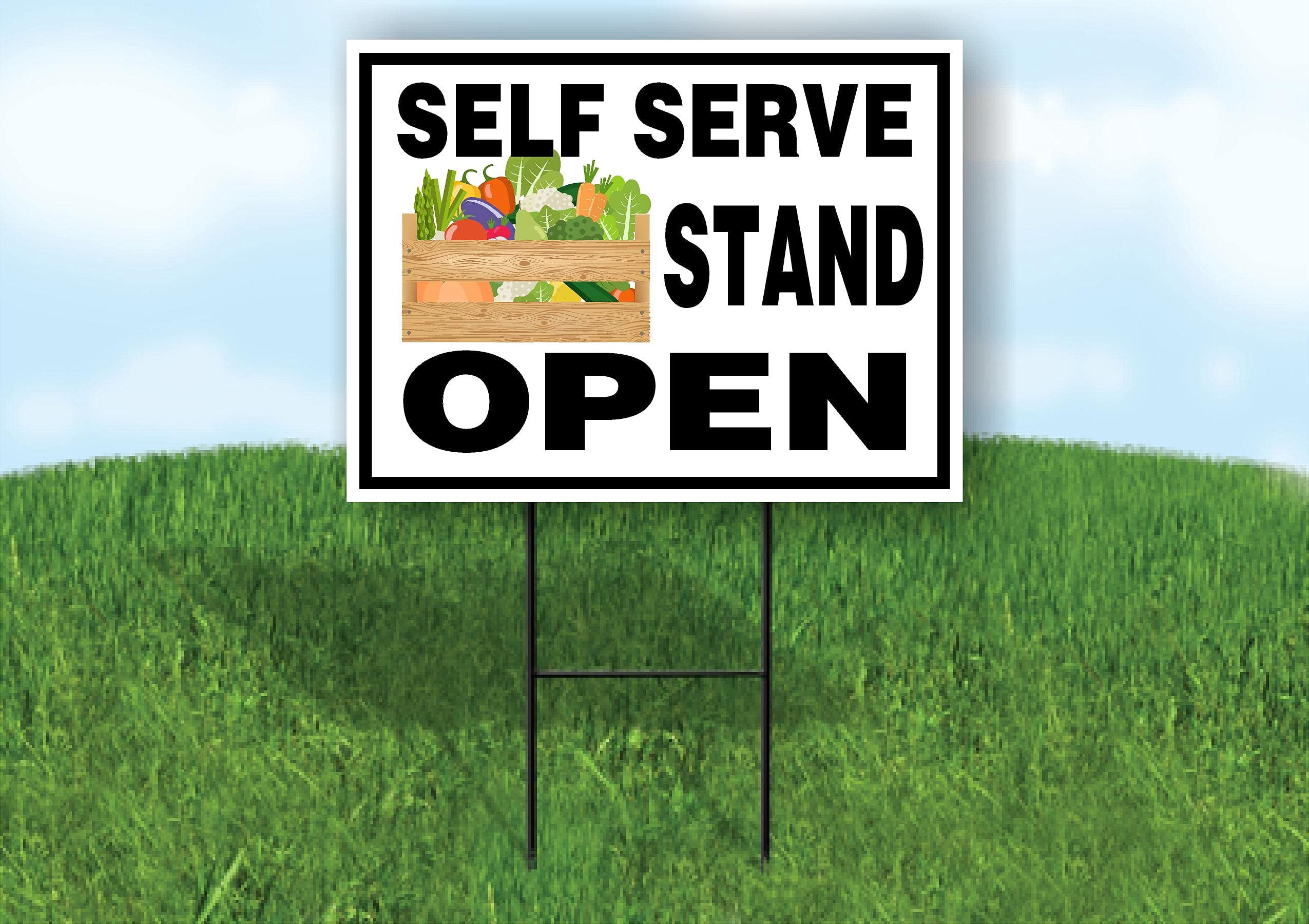 Double Sided Sign SELF SERVE STAND OPEN VEGETABLES Yard Sign ROAD SIGN ...
