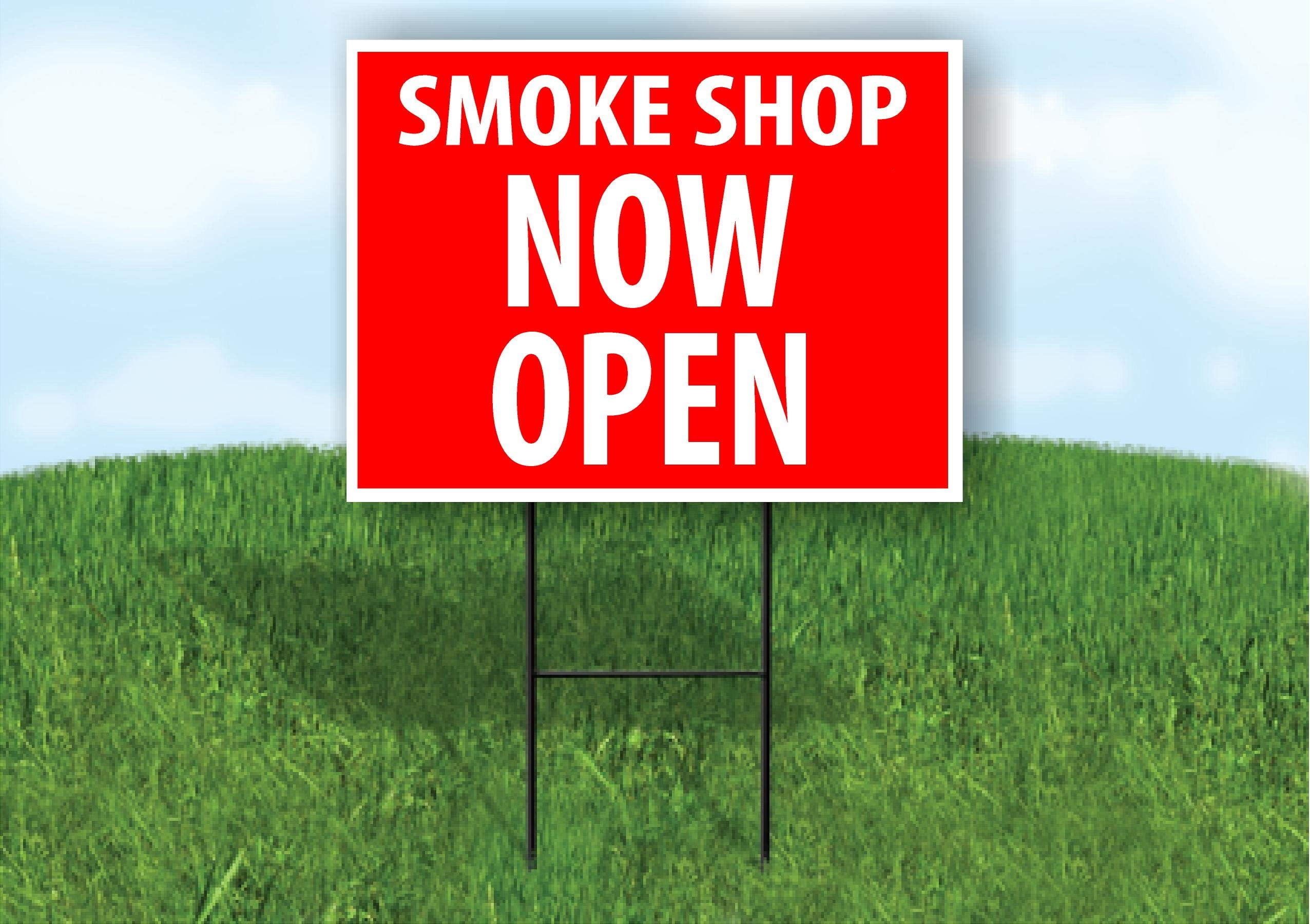 Double Sided Sign SMOKE SHOP NOW OPEN RED Yard Sign ROAD SIGN with ...