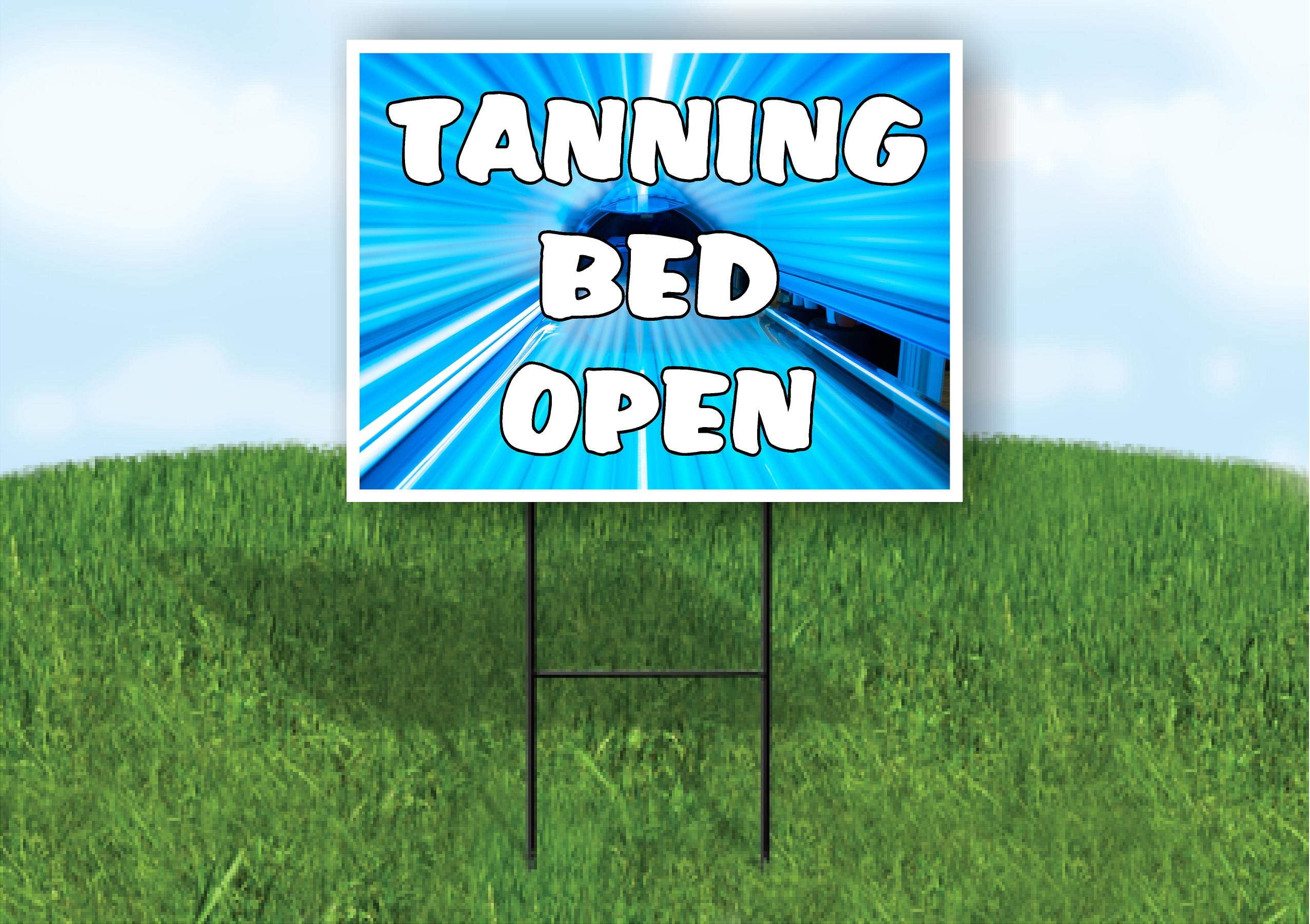 Double Sided Sign TANNING BED OPEN Yard Sign ROAD SIGN w stands large ...