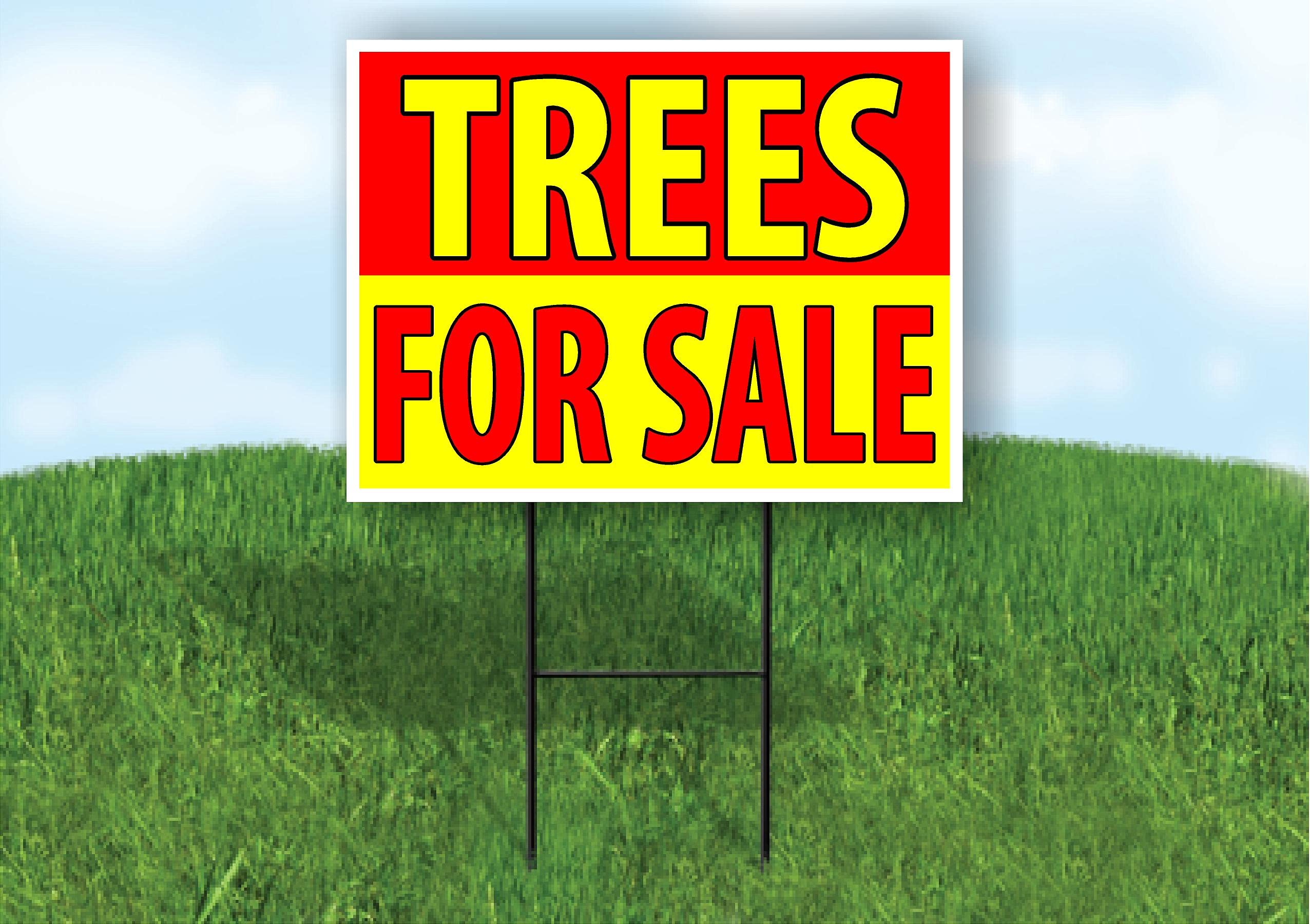 Double Sided Sign TREES FOR SALE RED YELLOW Yard Sign ROAD SIGN w stand ...