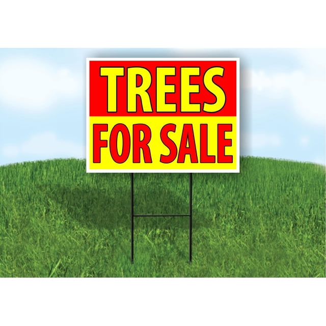 Double Sided Sign TREES FOR SALE RED YELLOW Yard Sign ROAD SIGN w stand ...