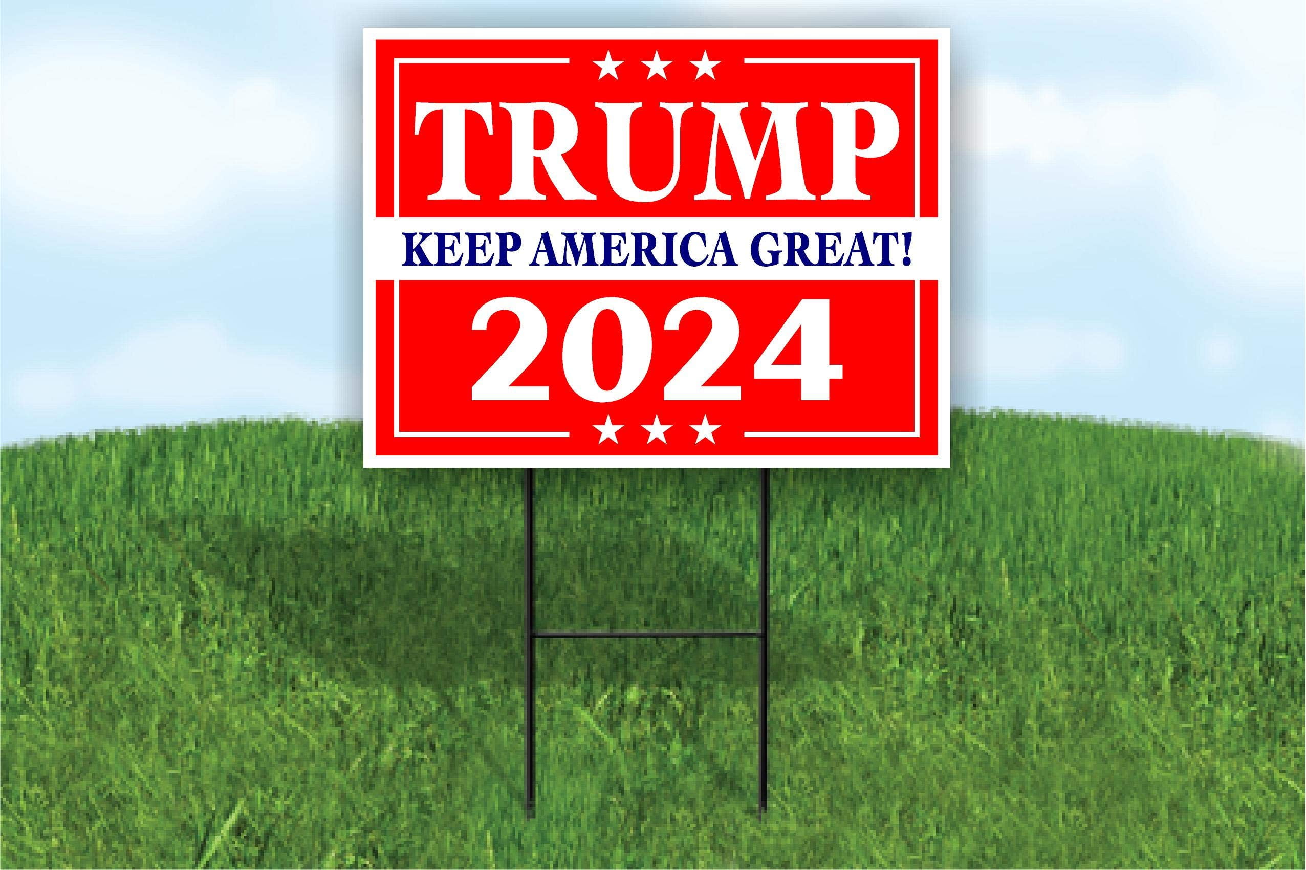Double Sided Sign TRUMP 2024 RED KEEP AMERICA GREAT POLITICAL Yard Sign ...