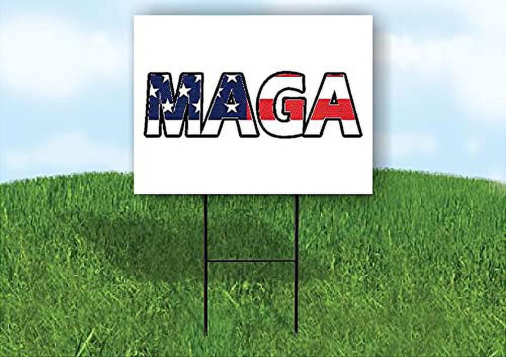 Double Sided Sign TRUMP MAGA FLAG Yard Sign ROAD SIGN with Stand ...