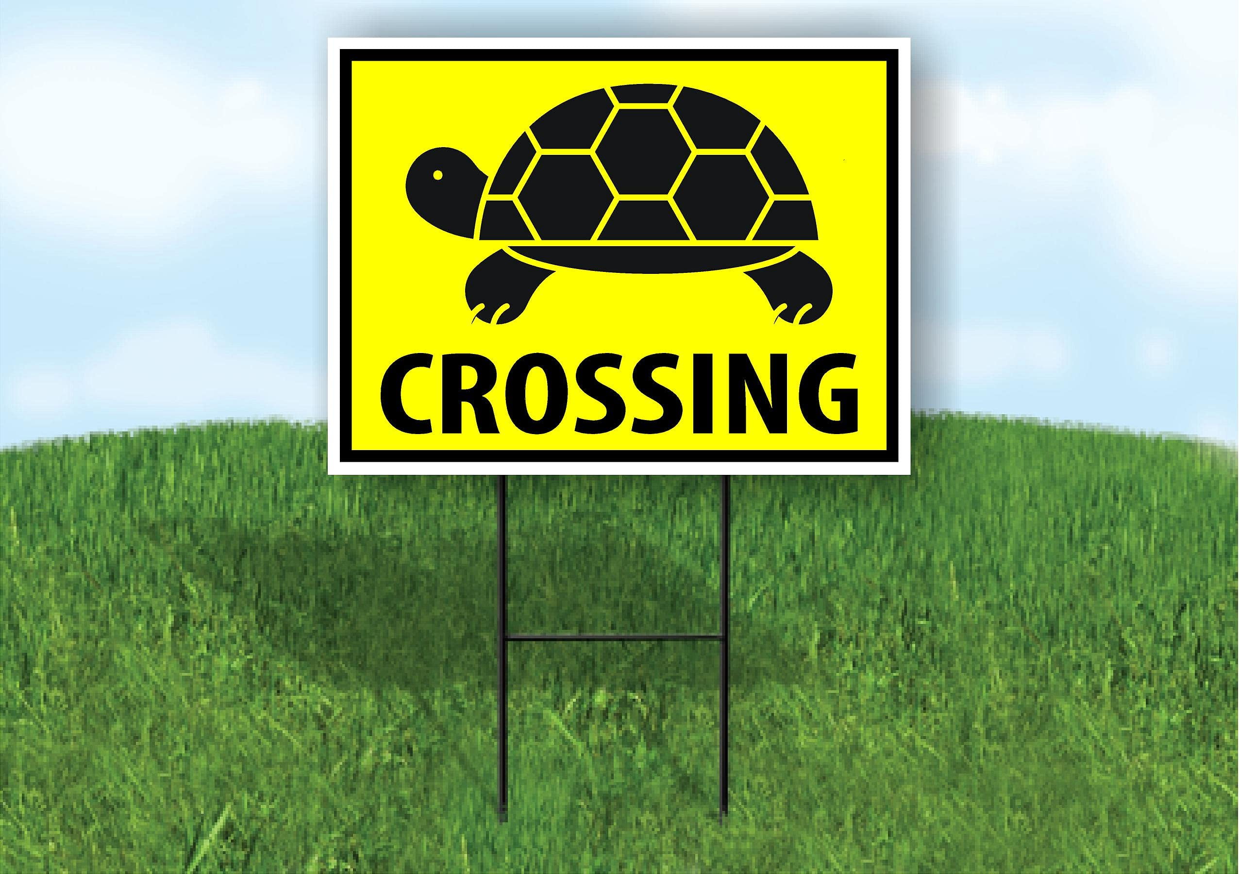 Double Sided Sign TURTLE CROSSING XING YELLOW Yard Sign ROAD SIGN w ...