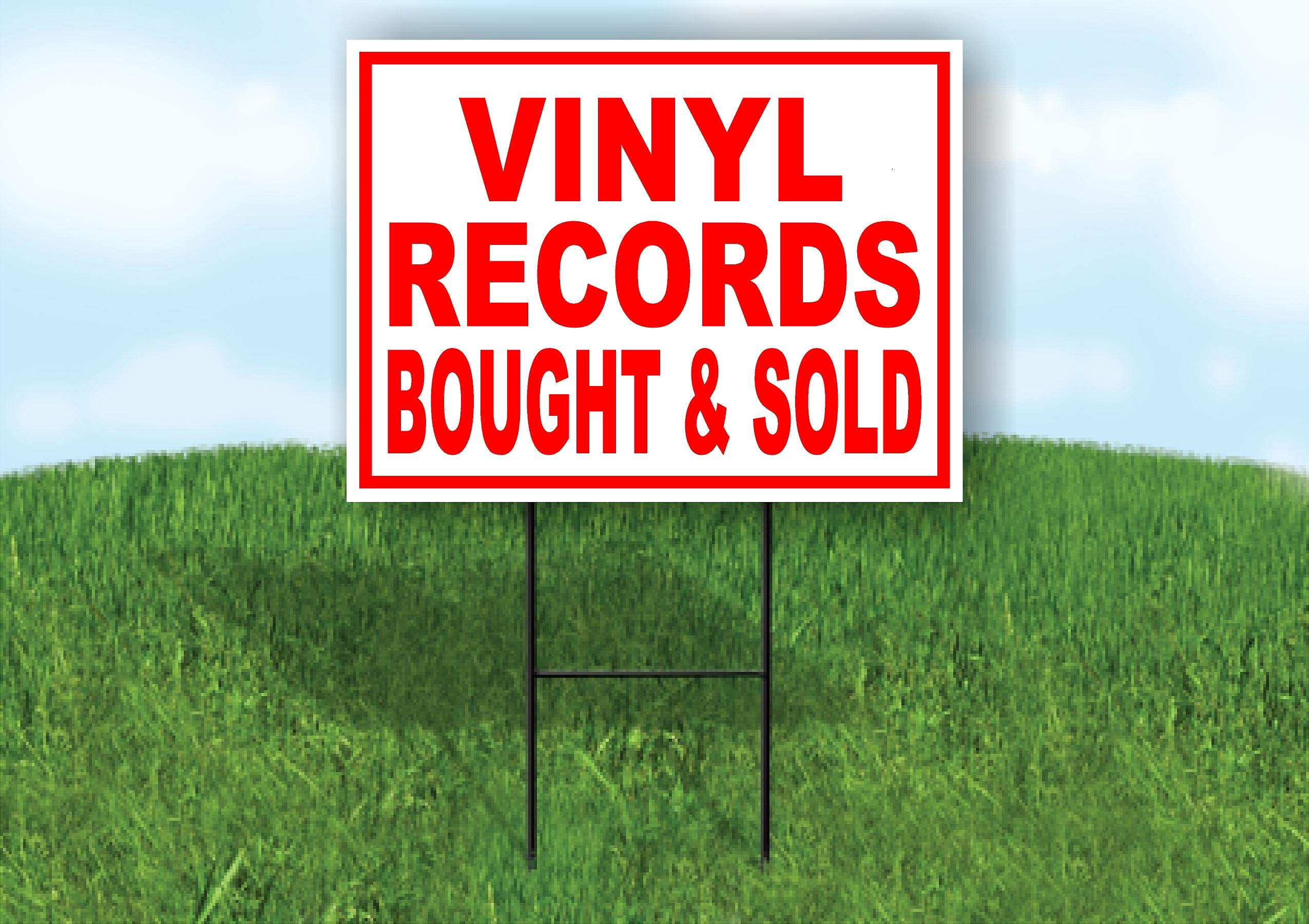 Double Sided Sign VINYL RECORDS BOUGHT SOLD RED WHITE Yard Sign ROAD ...