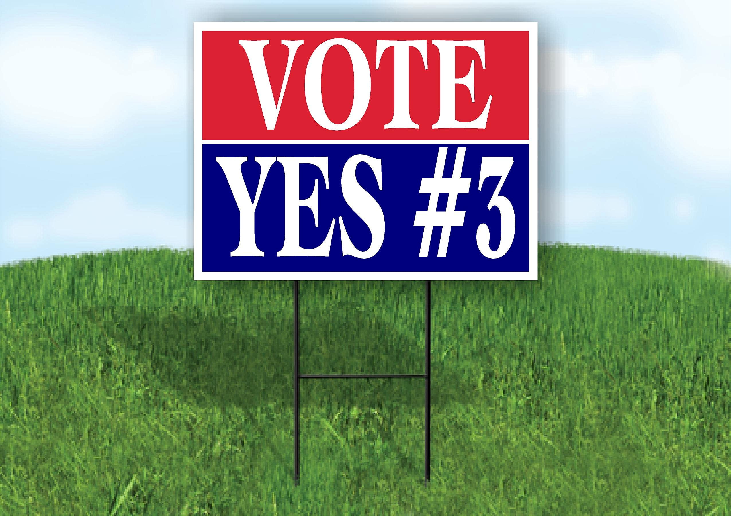 Double Sided Sign VOTE YES 3 RED WHITE BLUE Yard Sign ROAD SIGN with ...