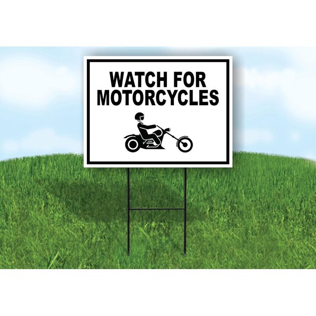 Double Sided Sign WATCH FOR MOTORCYCLES WITH BORDER Yard Sign ROAD SIGN ...