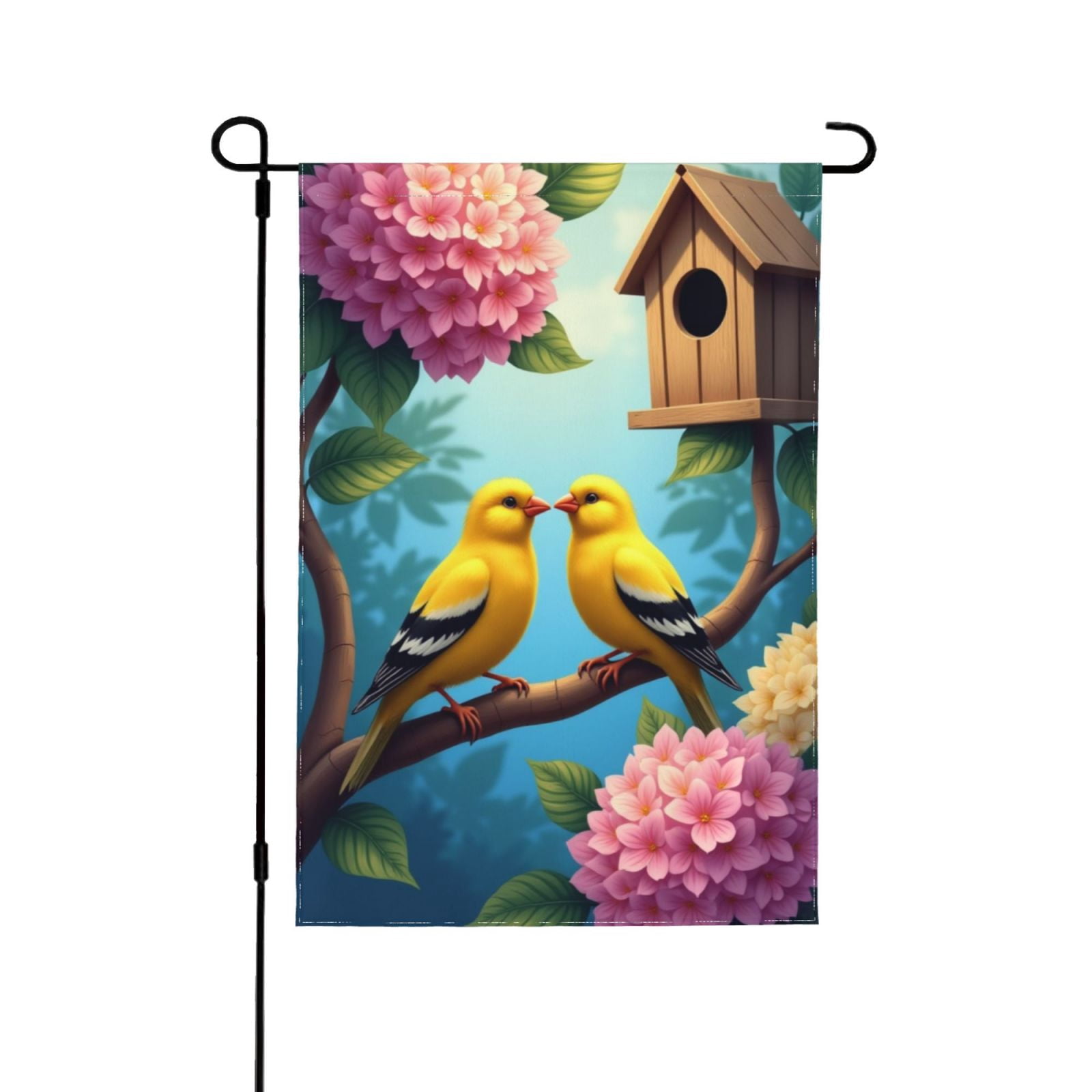 Double Sided Spring Garden Flag With Birds And Hydrangeas 12x18 Inch ...