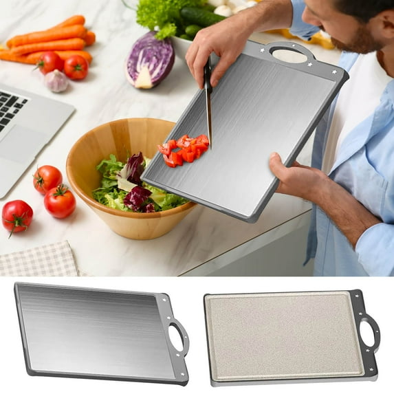 Double-Sided Stainless Steel Cutting Board, Scratch-Resistant & Easy to ...