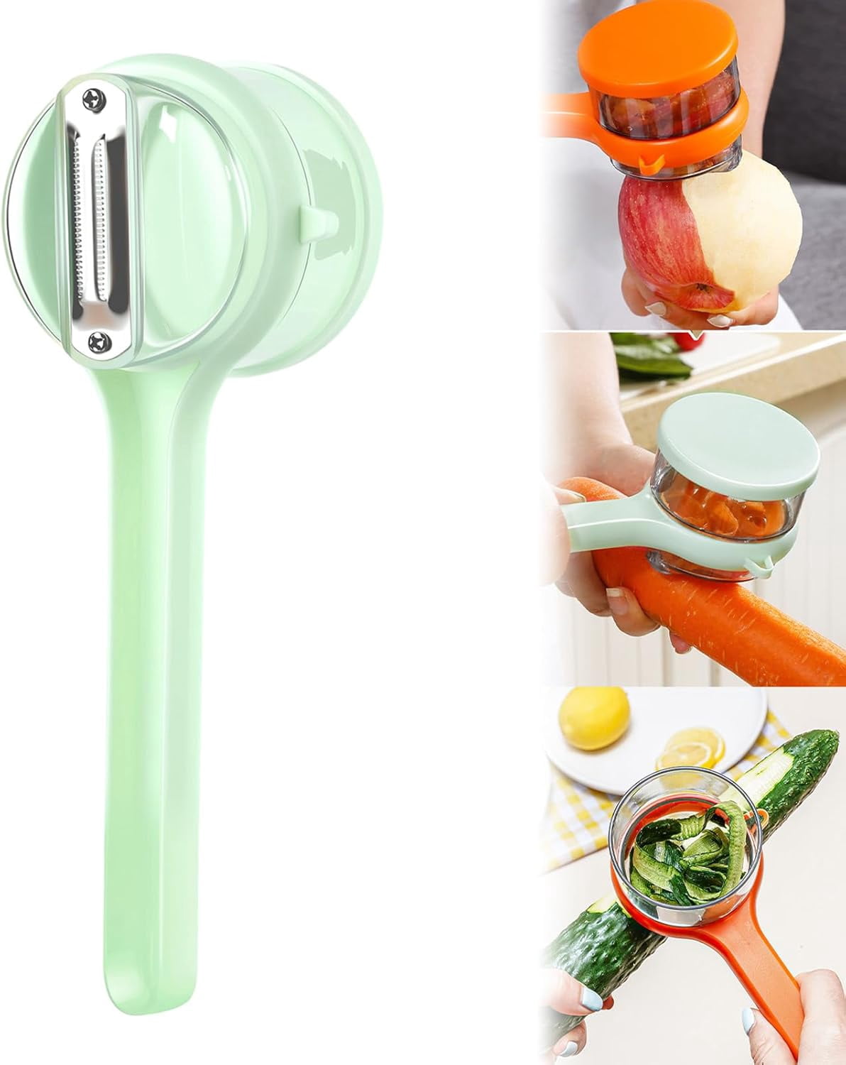 Double-Sided Stainless Steel Vegetable Peeler with Storage Container ...