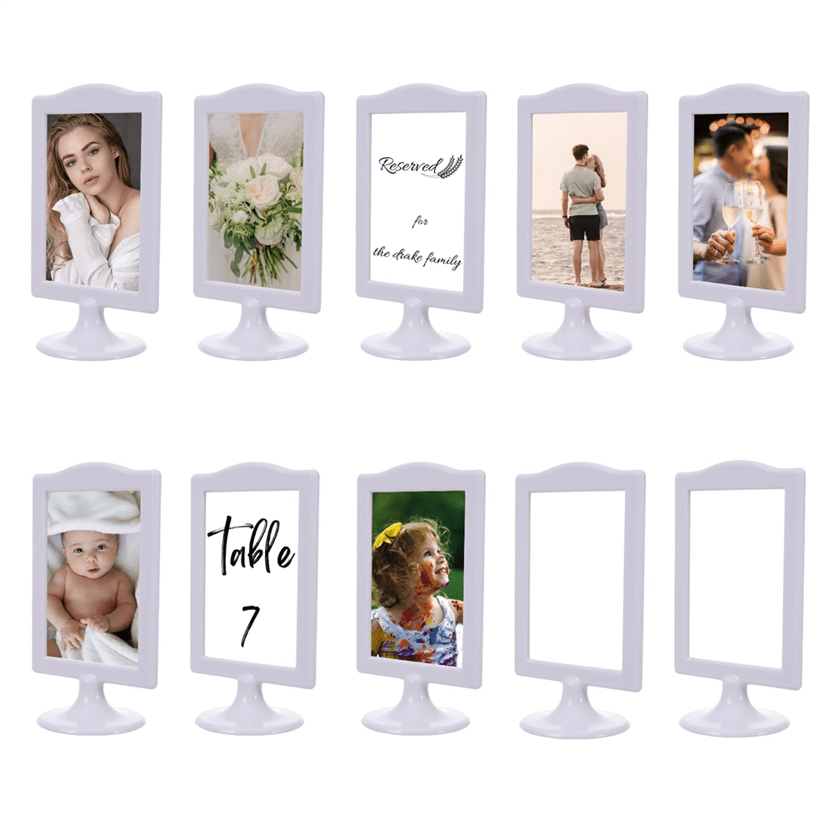 Double Sided Standing Picture Frames 4x6 Inch 2 Side Pedestal Plastic ...