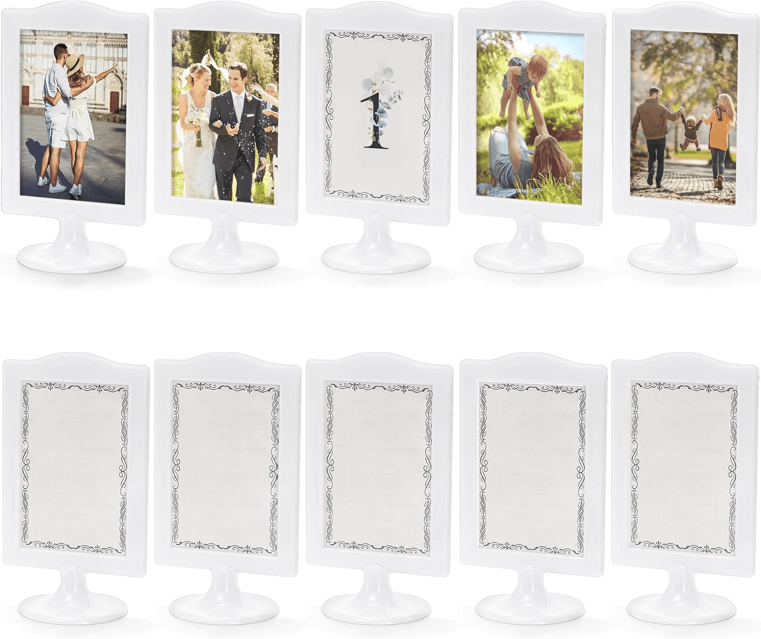 Double Sided Standing Picture Frames, 4x6 Inch Plastic Pedestal Photo ...