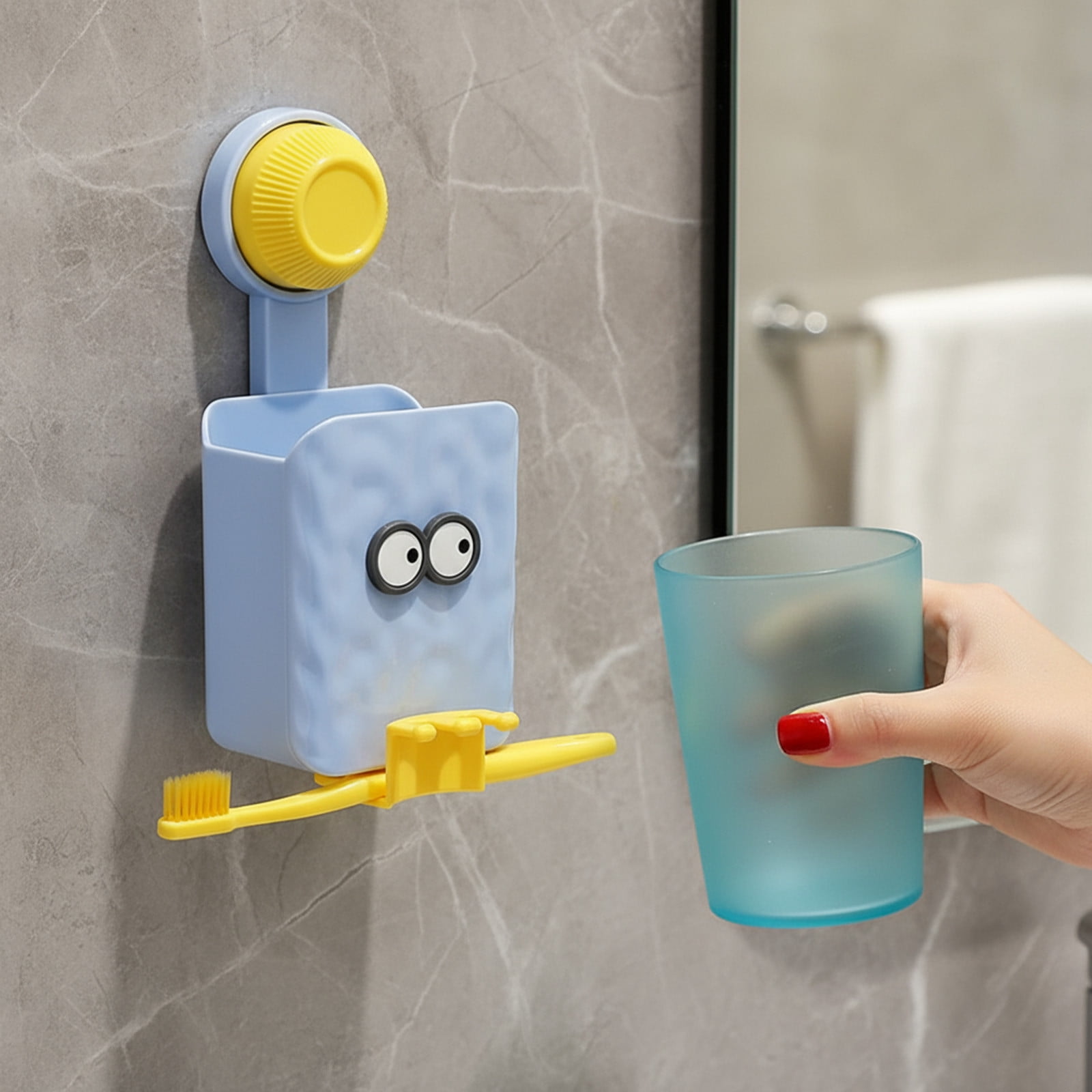 Double-Sided Suction Cup Bathroom Organizer Wall Mount Toothbrush ...