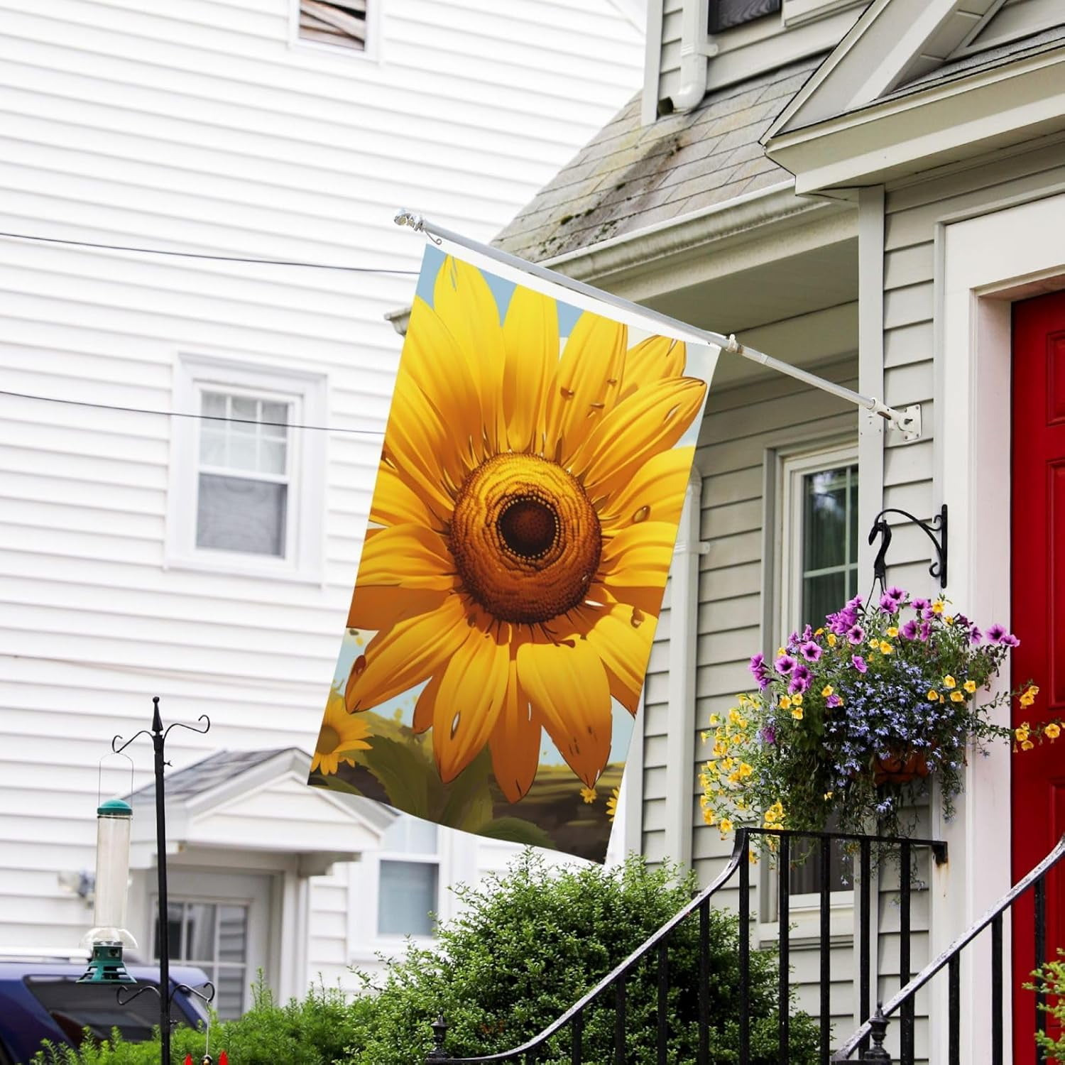 Double Sided Sunflower Garden Yard Flags Greeting Banner Fade Resistant ...