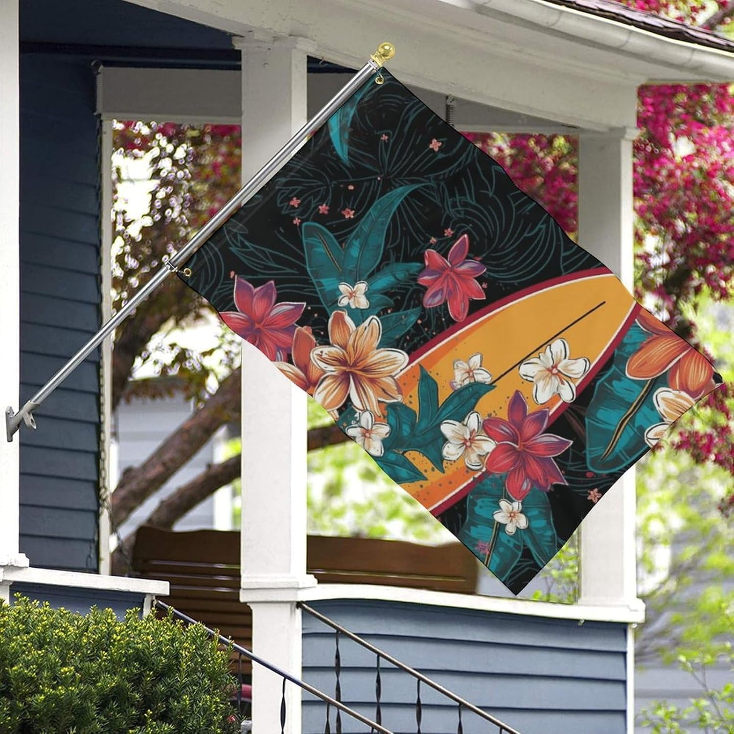 Double Sided Surfboard And Flowers Garden Yard Flags in Greeting Banner ...