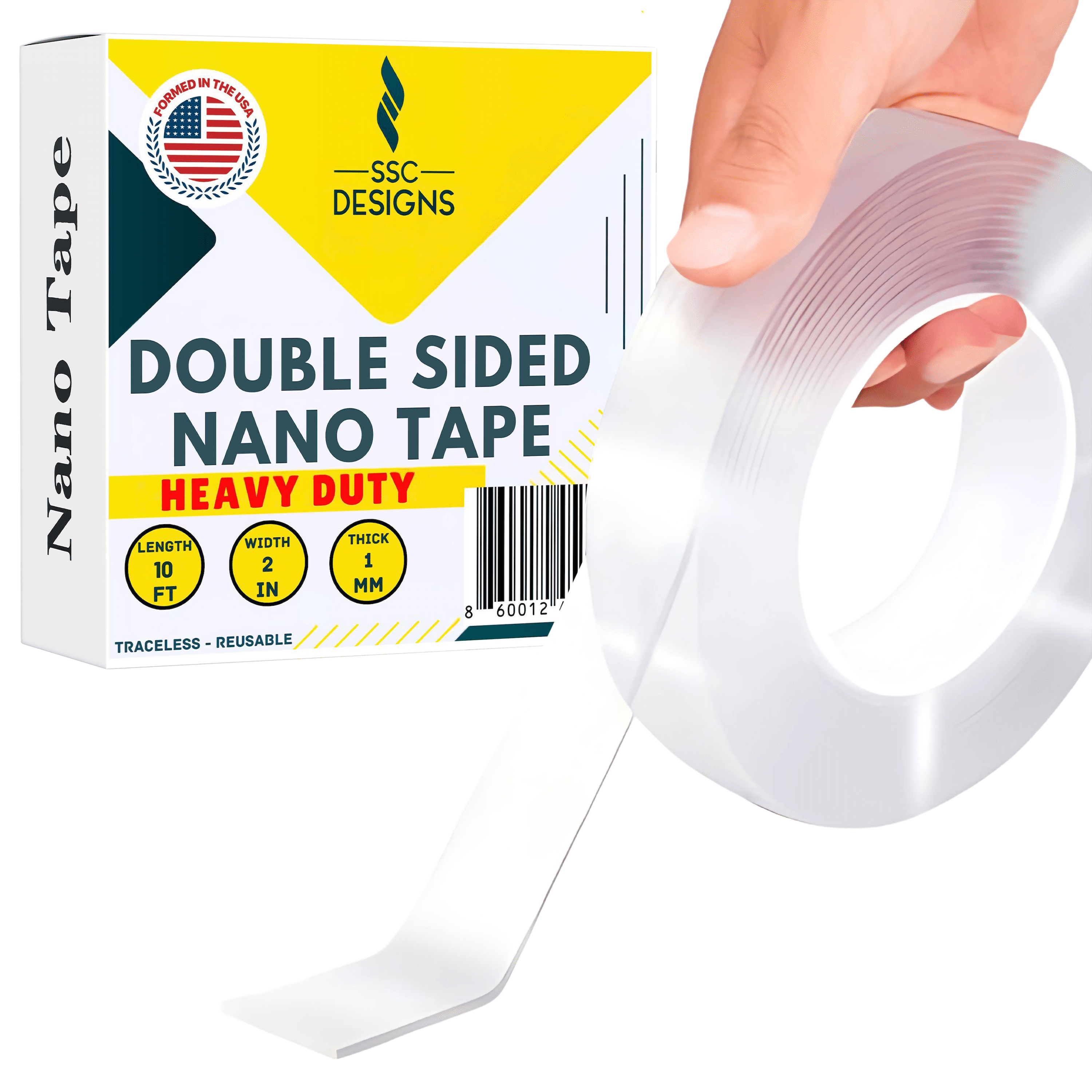 Double Sided Tape, Clear Mounting Tape, Heavy Duty Nano Picture Hanging Strips, Multipurpose ...