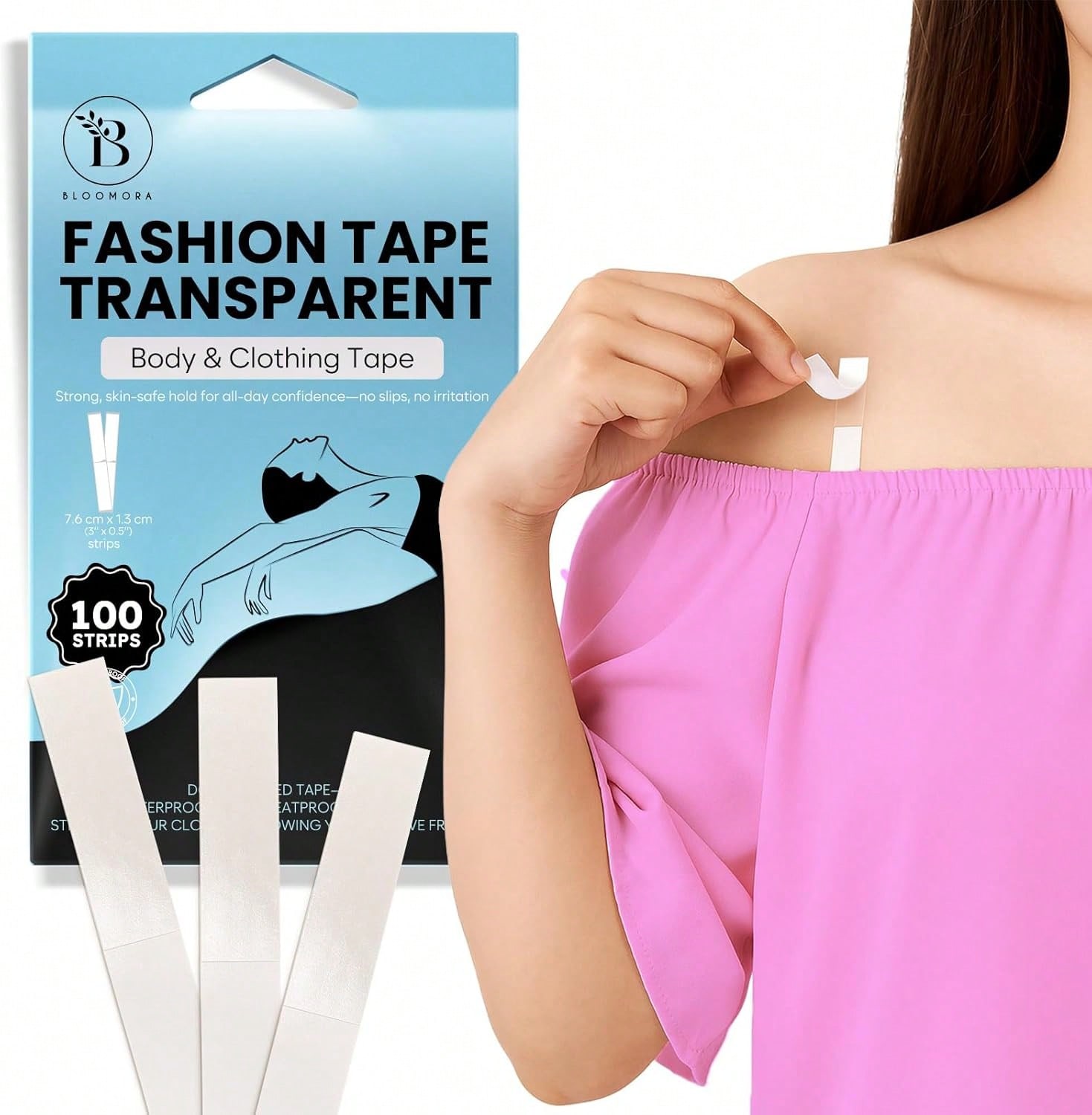 Double Sided Tape For Clothes – 100 Transparent Strips (3" X 0.5 ...