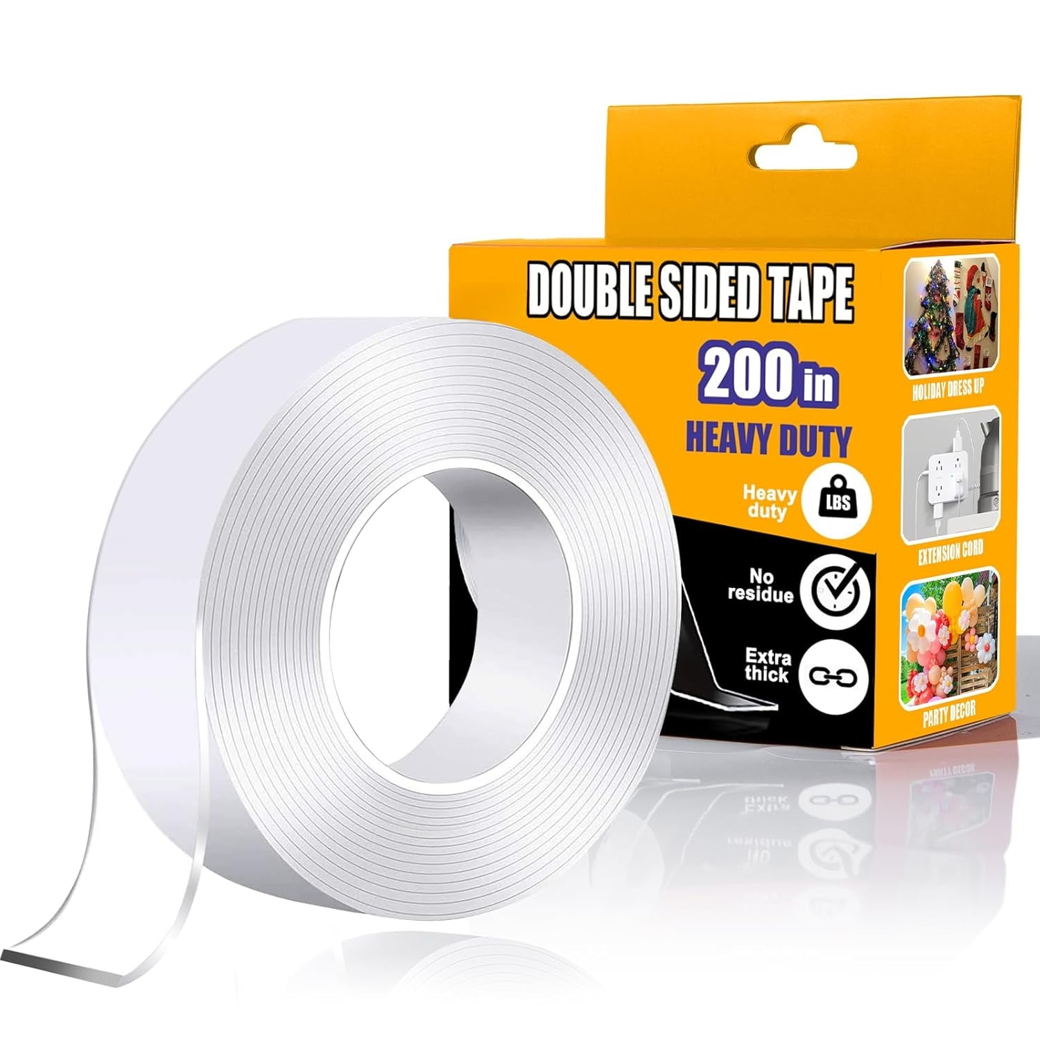 Double Sided Tape Heavy Duty 2 Pack, 1.2 Inch x 400 Inch ，Extra Large ...