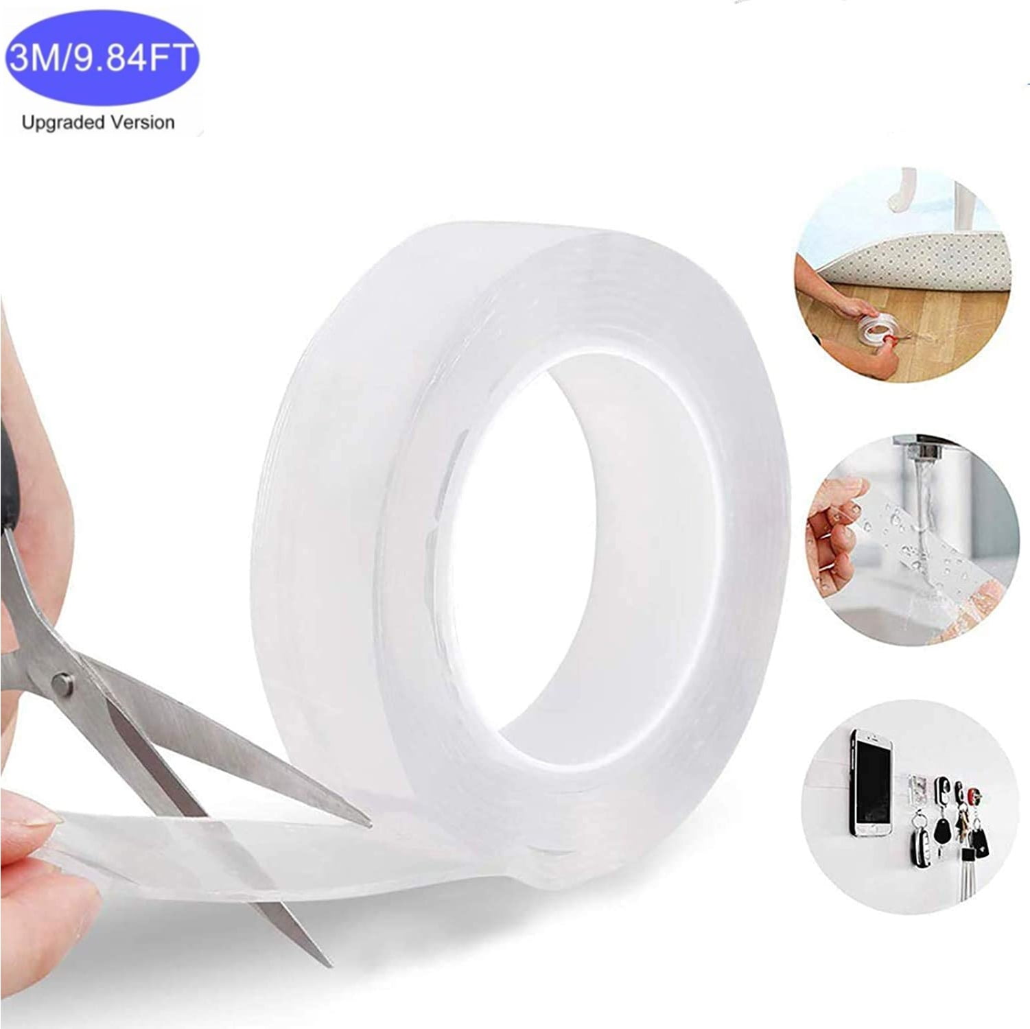 Double Sided Tape Heavy Duty (9.84FT), Strong Sticky Adhesive Mounting Tape, Gel Poster Tape ...