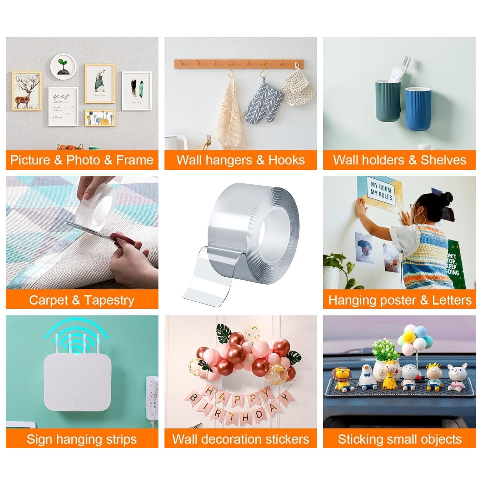 Double Sided Tape Heavy Duty Mounting Tape for Walls,Removable Adhesive Tape,Strong Sticky ...