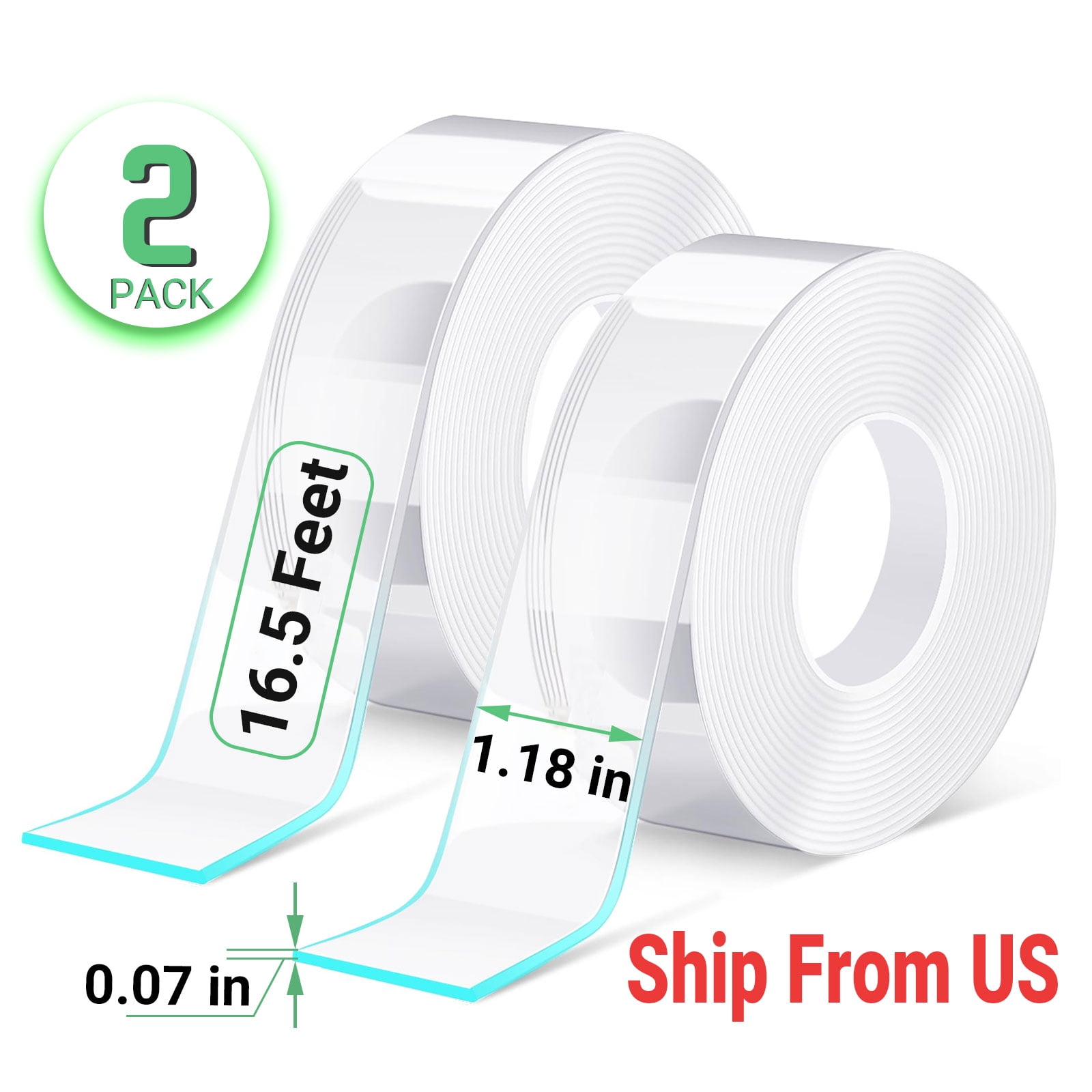 Double Sided Tape Heavy Duty(Pack of 2, Total 396 Inch), Nano Double ...