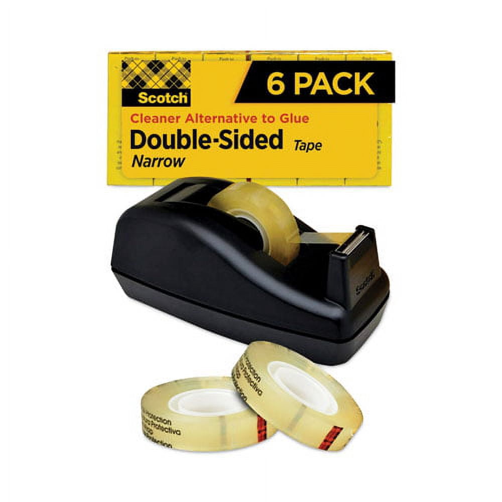 Double-Sided Tape With Dispenser, 1" Core, 0.5" X 75 Ft, Clear, 6/pack ...
