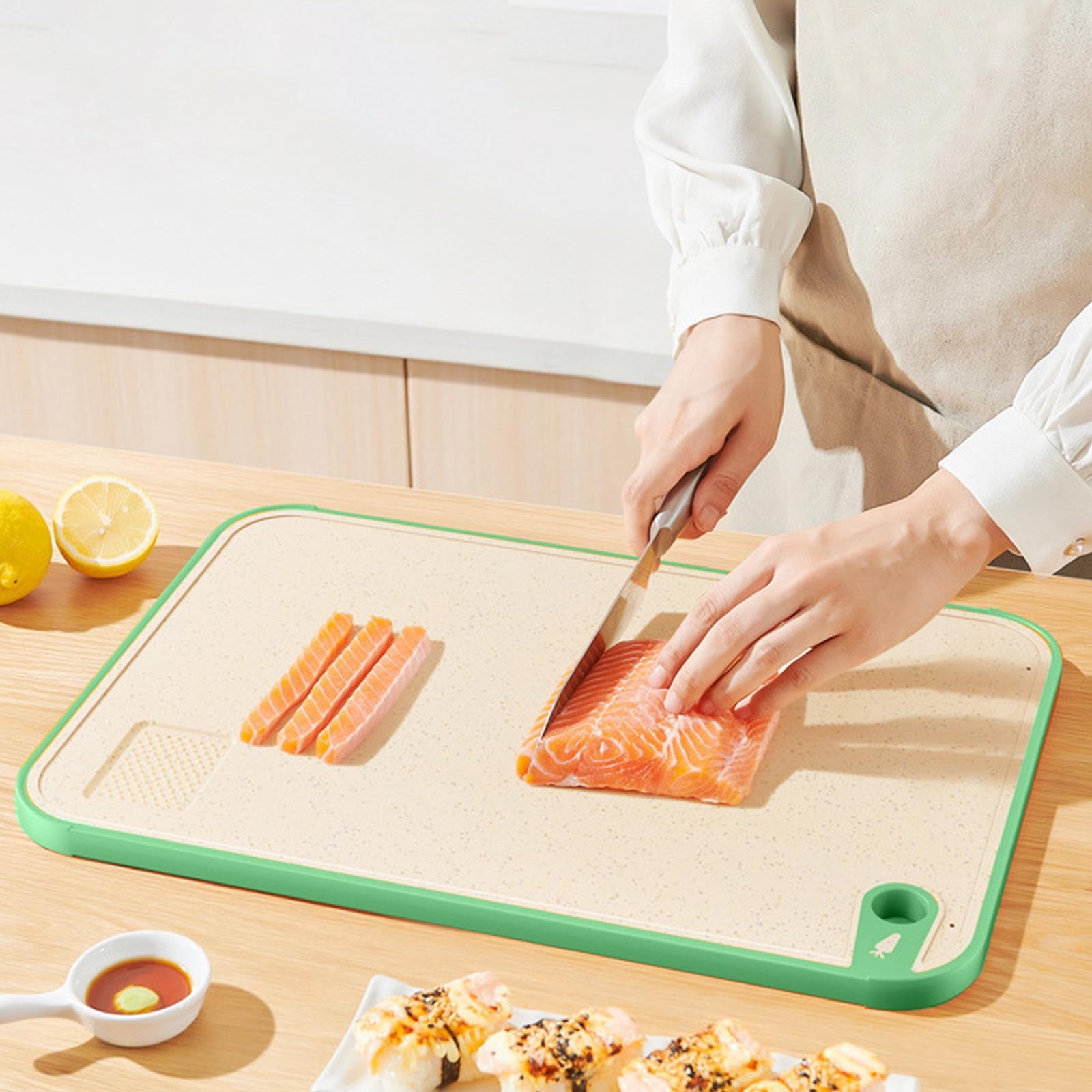 Double-Sided Thickened Plastic Cutting Board with Built-in Grater ...
