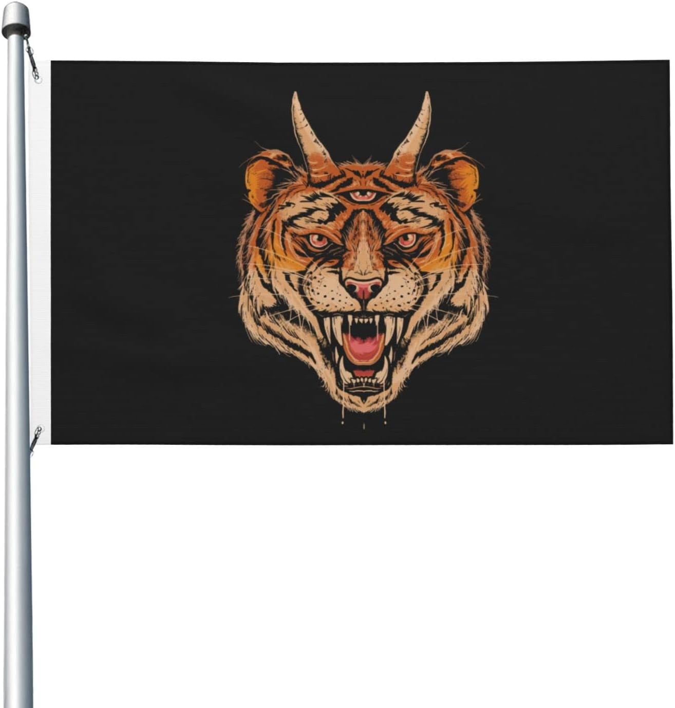 Double-Sided Tiger Head Smiling Three Eyes Flag 3x5 Ft Durable Outdoor ...