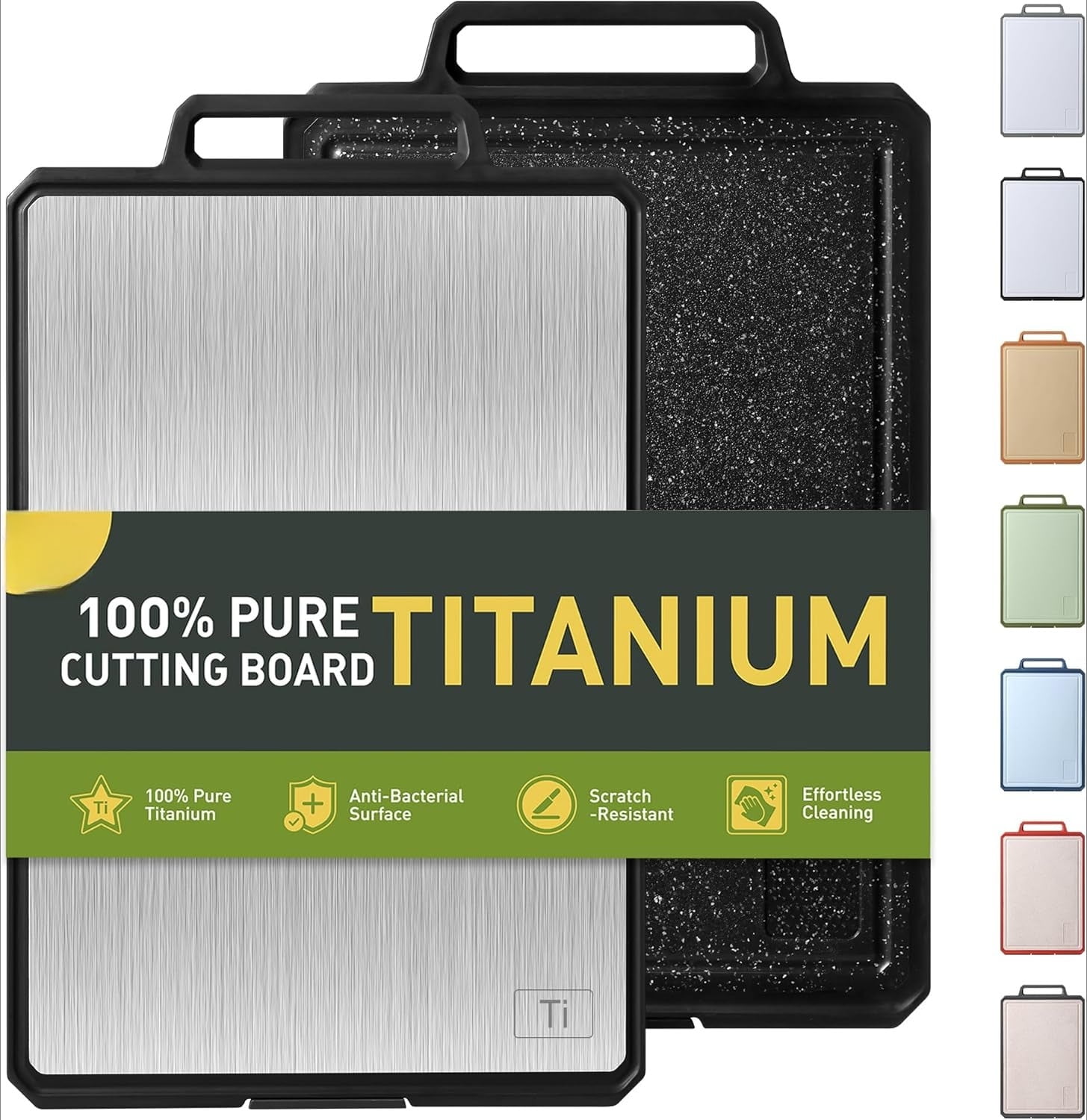 Double-Sided Titanium Butcher Block – Large/Small Cutting Boards, Black ...