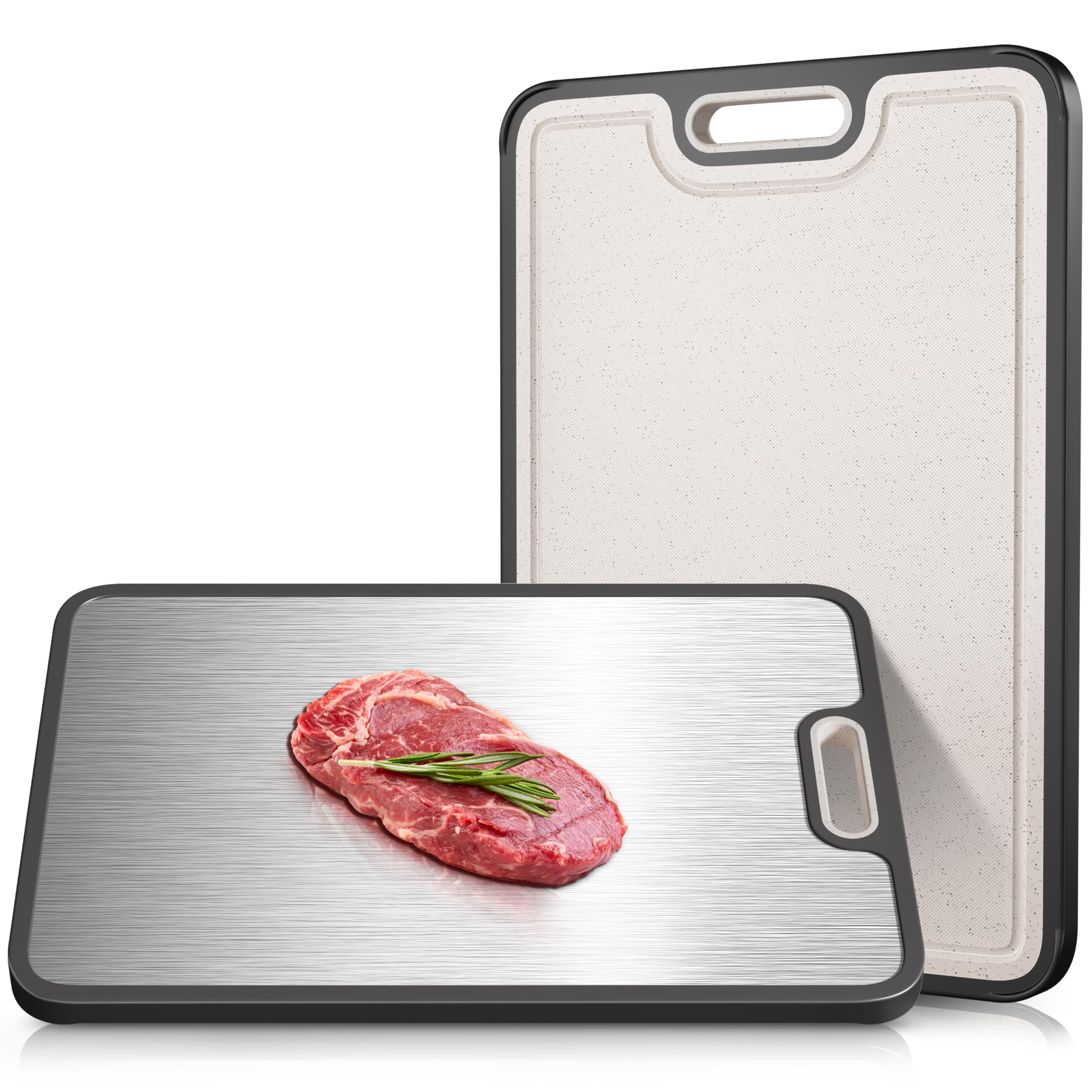 Double-Sided Titanium and Wheat Straw Cutting Board 15”x10”, Non-Toxic ...