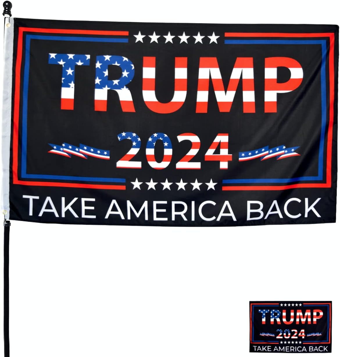 Double Sided Trump 2024 Flag Take America Back 3x5 Foot Indoor