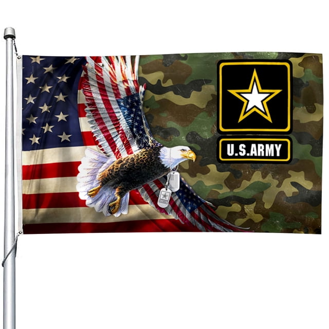 U.S. Army Double Sided Flag with American Eagle, Veteran Design, 3x5 FT ...