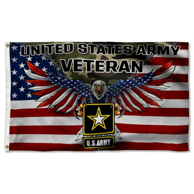 Double Sided US Army American Veteran Flag Eagle Independence Day 3ply Polyester 3x5 FT Indoor ...