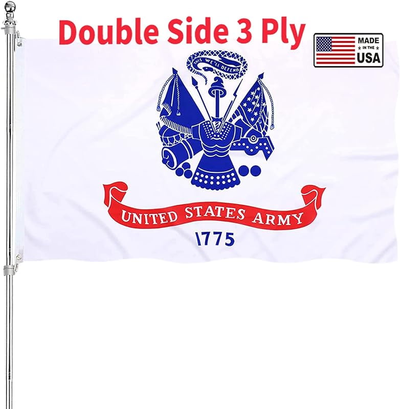 Double Sided US Army Flag White 3x5 Heavy Duty United States Military ...