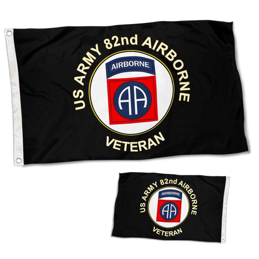 Double Sided US Army Veteran 82nd Airborne Flag Banner with Brass ...