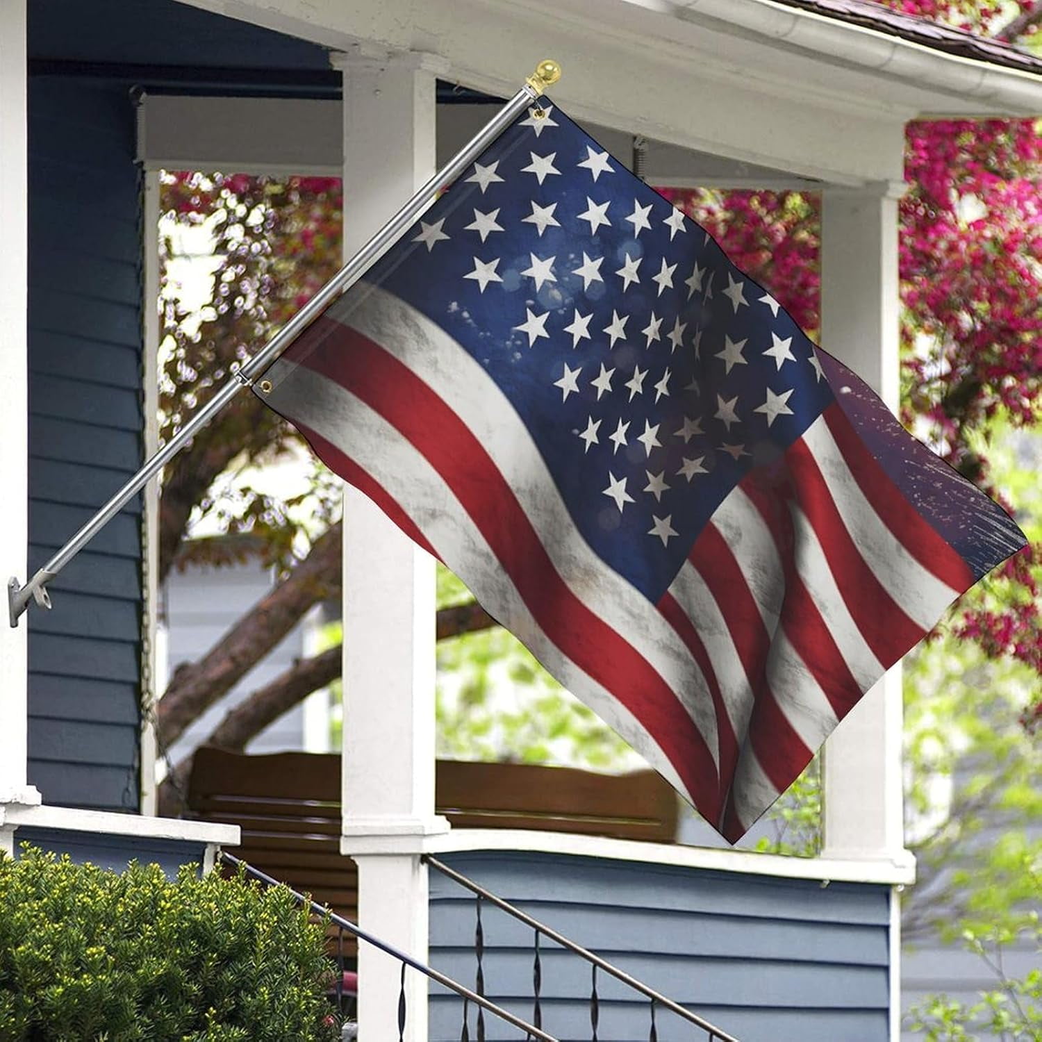 Double Sided USA Flag Garden Yard Flags in Greeting Banner Fade ...