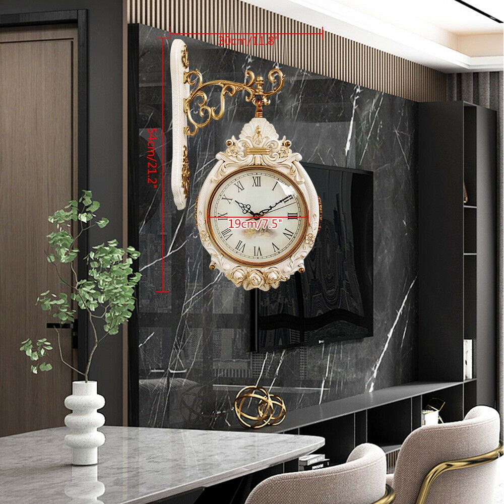 Double Sided Wall Clock Accurate Metal Clock Pointer Wall Hanging Clock ...