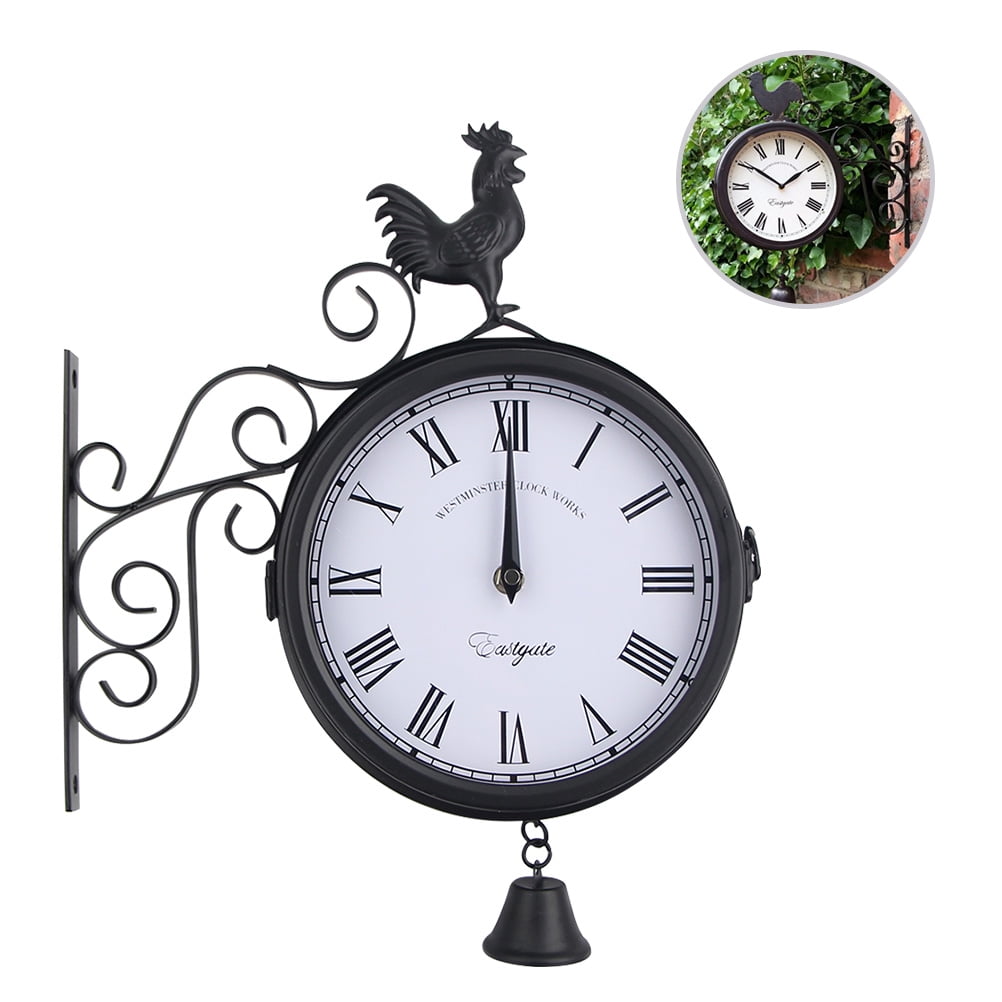 Double Sided Wall Clock Clocks for Living Room Outdoor Vintage Black ...