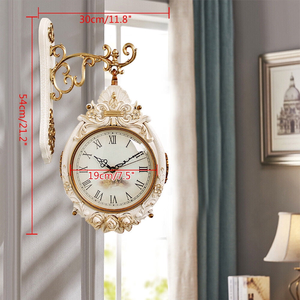 Double-Sided Wall Mounted Clock Accurate Pointer Clock Vintage Hanging ...