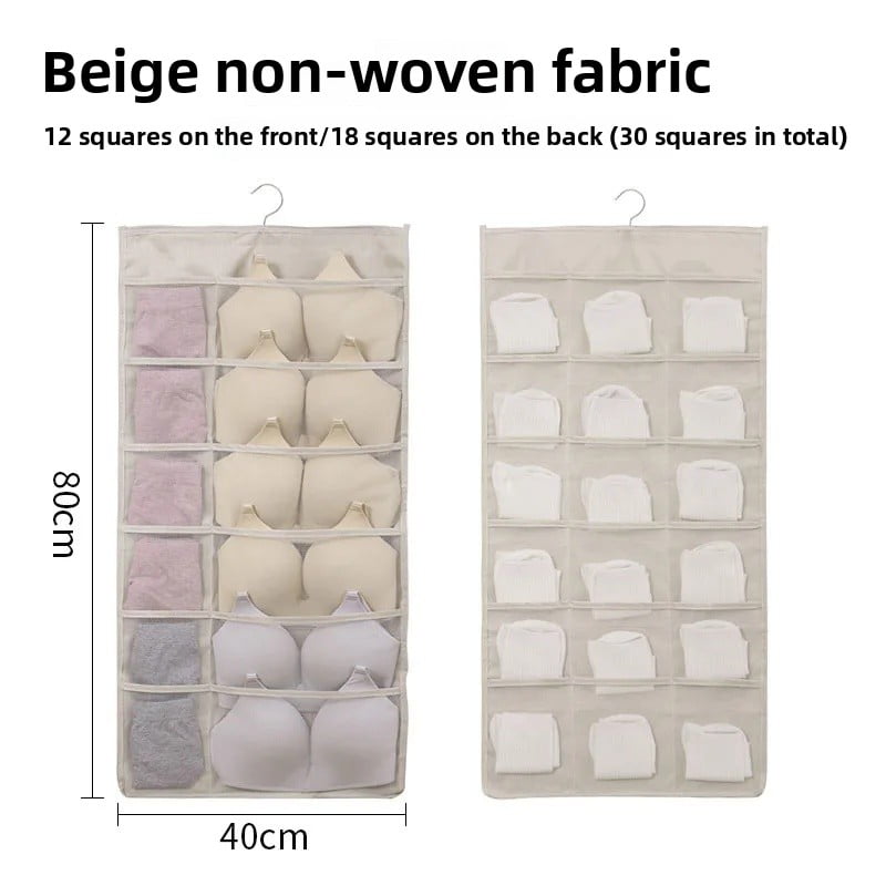 Double-Sided Wall-Mounted Underwear Socks Storage Bag Wardrobe Bra ...