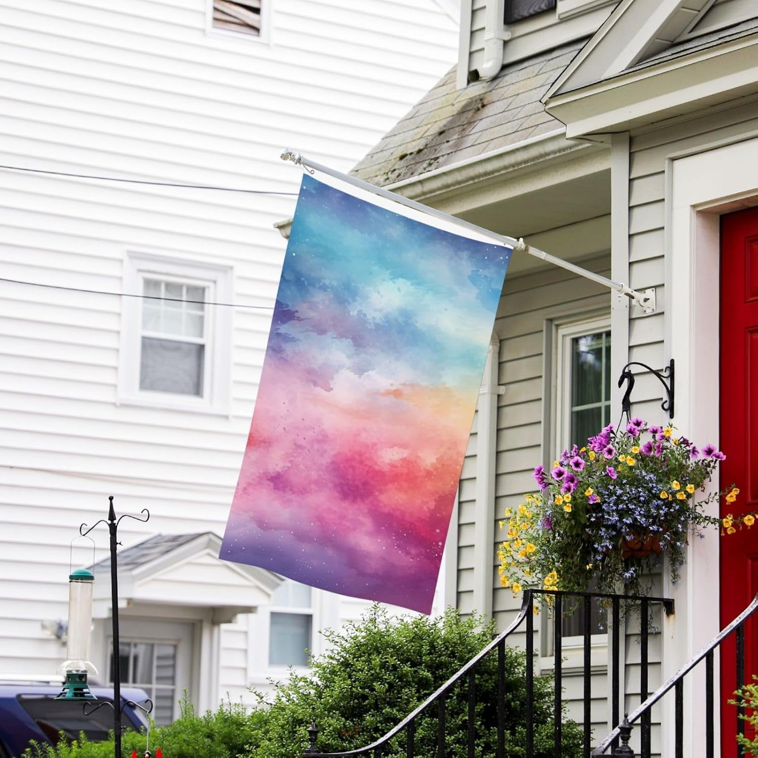 Double Sided Watercolor Background Garden Yard Flags Greeting Banner ...