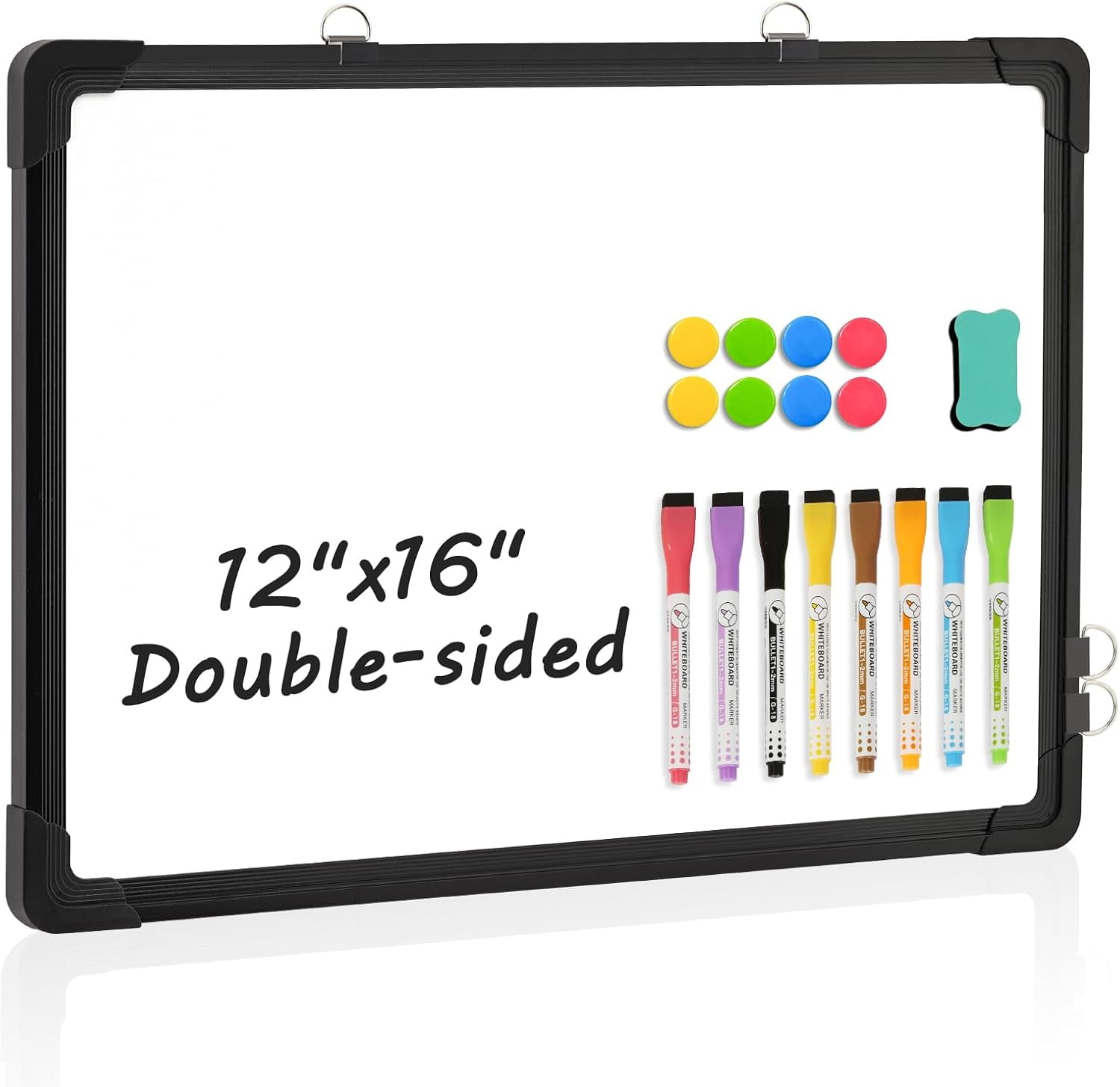 Double-Sided White Board, 12" x 16" Dry Erase Board Small Whiteboard ...