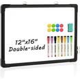 Double-Sided White Board, 12" x 16" Dry Erase Board Small Whiteboard ...