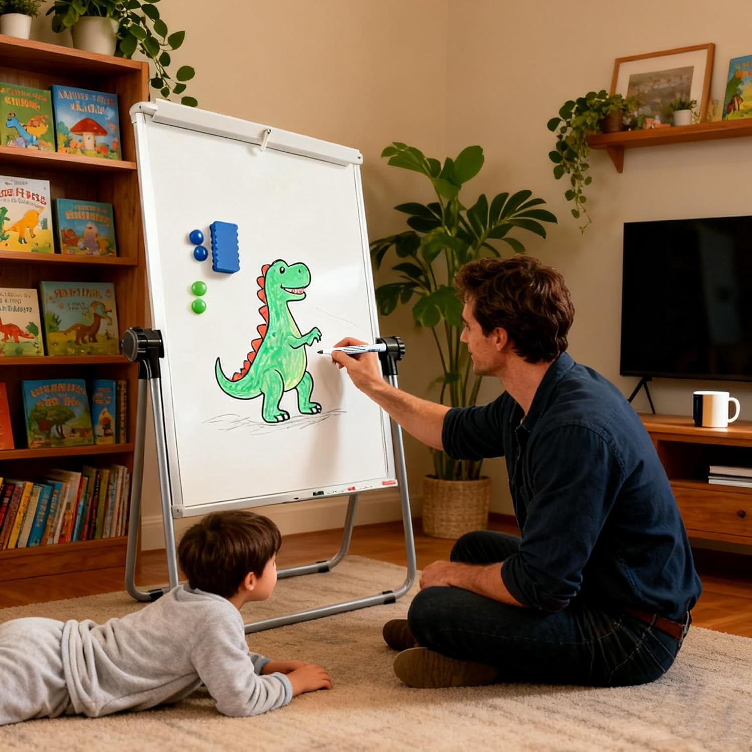 Double Sided White Board with Stand - 36" x 24" Portable Magnetic Flip ...